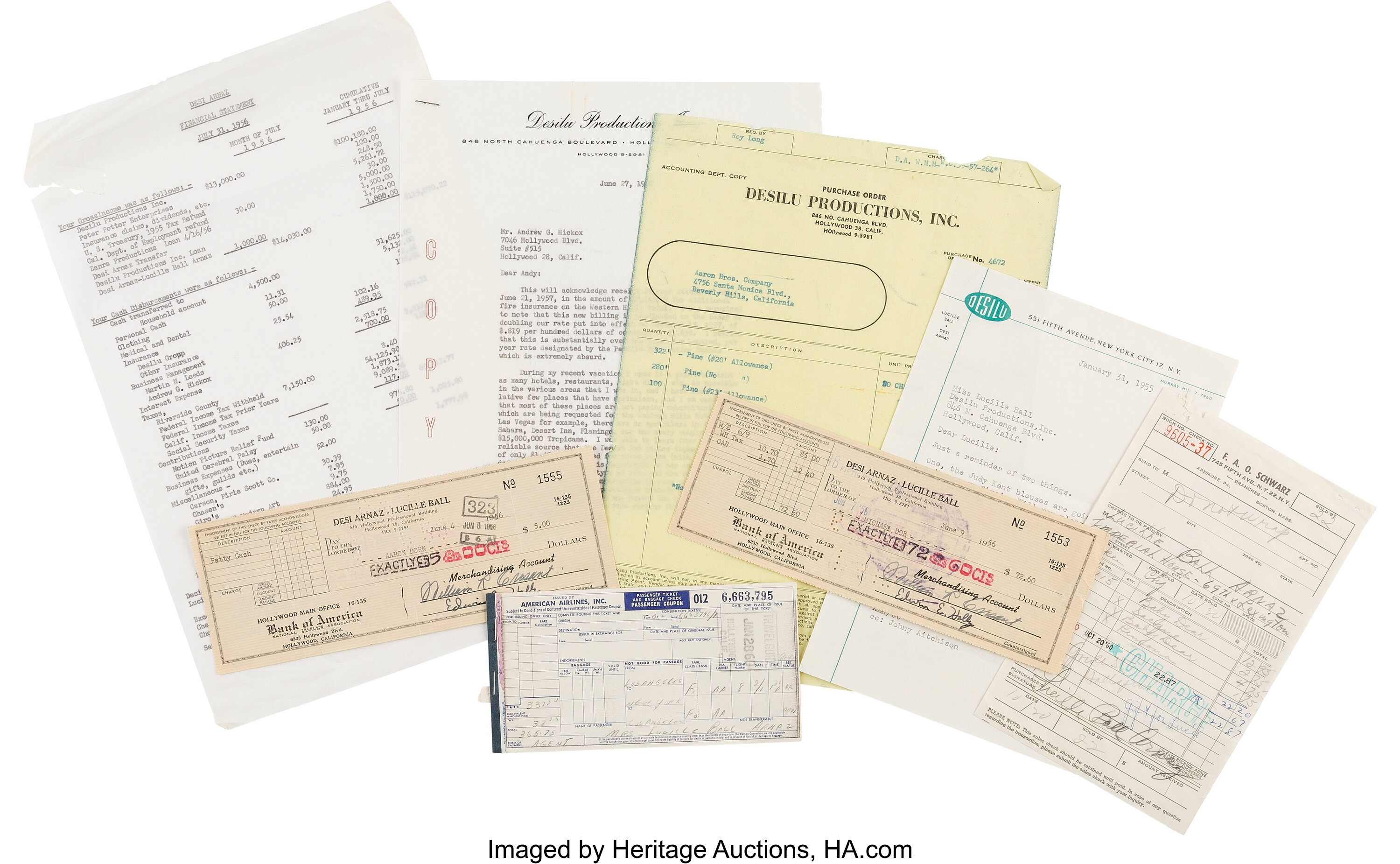 Lucille Ball Desilu Productions Document Archive (1955-1960).... | Lot ...