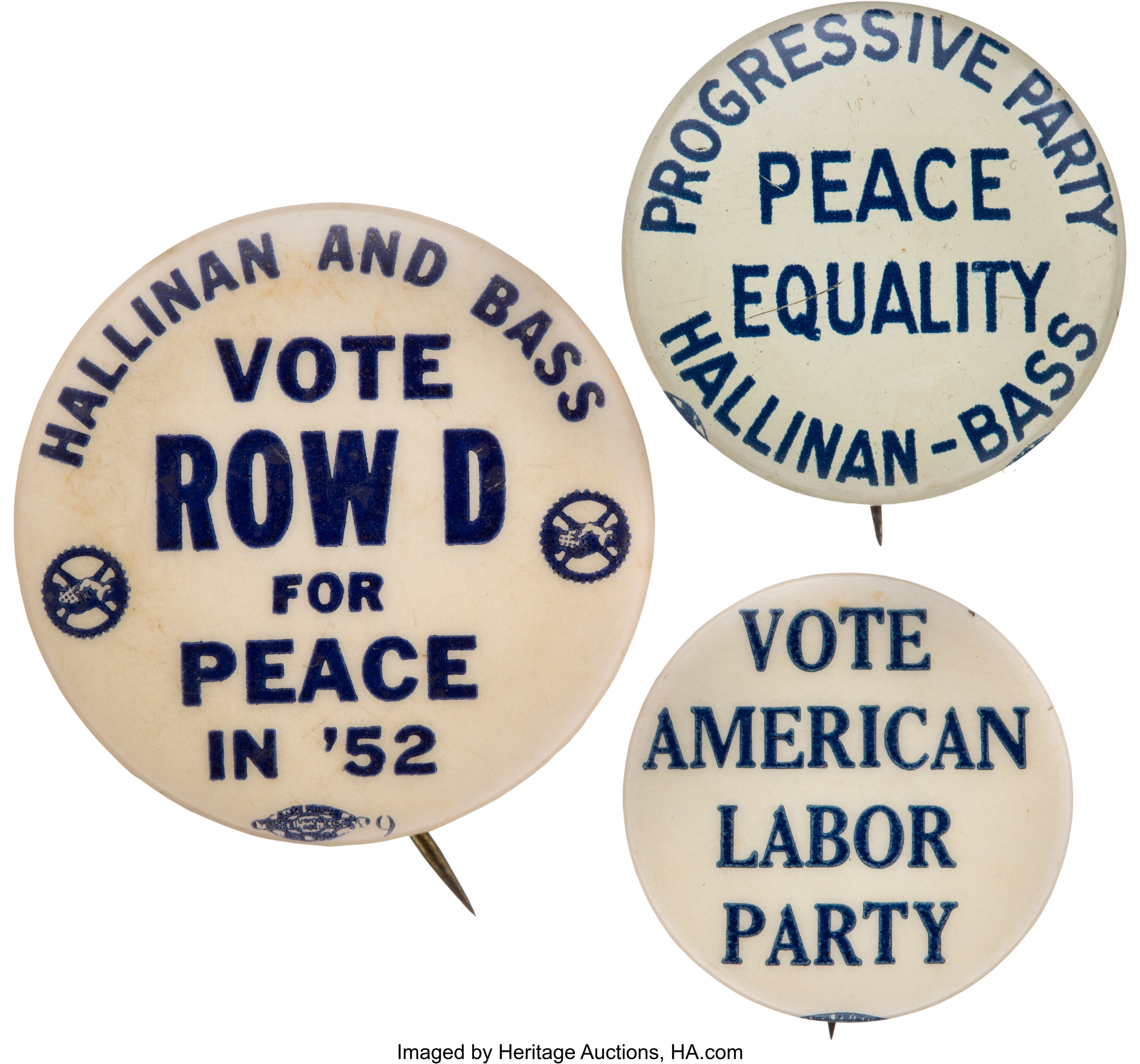 Vincent Hallinan: Progressive and American Labor Party Pinbacks ...
