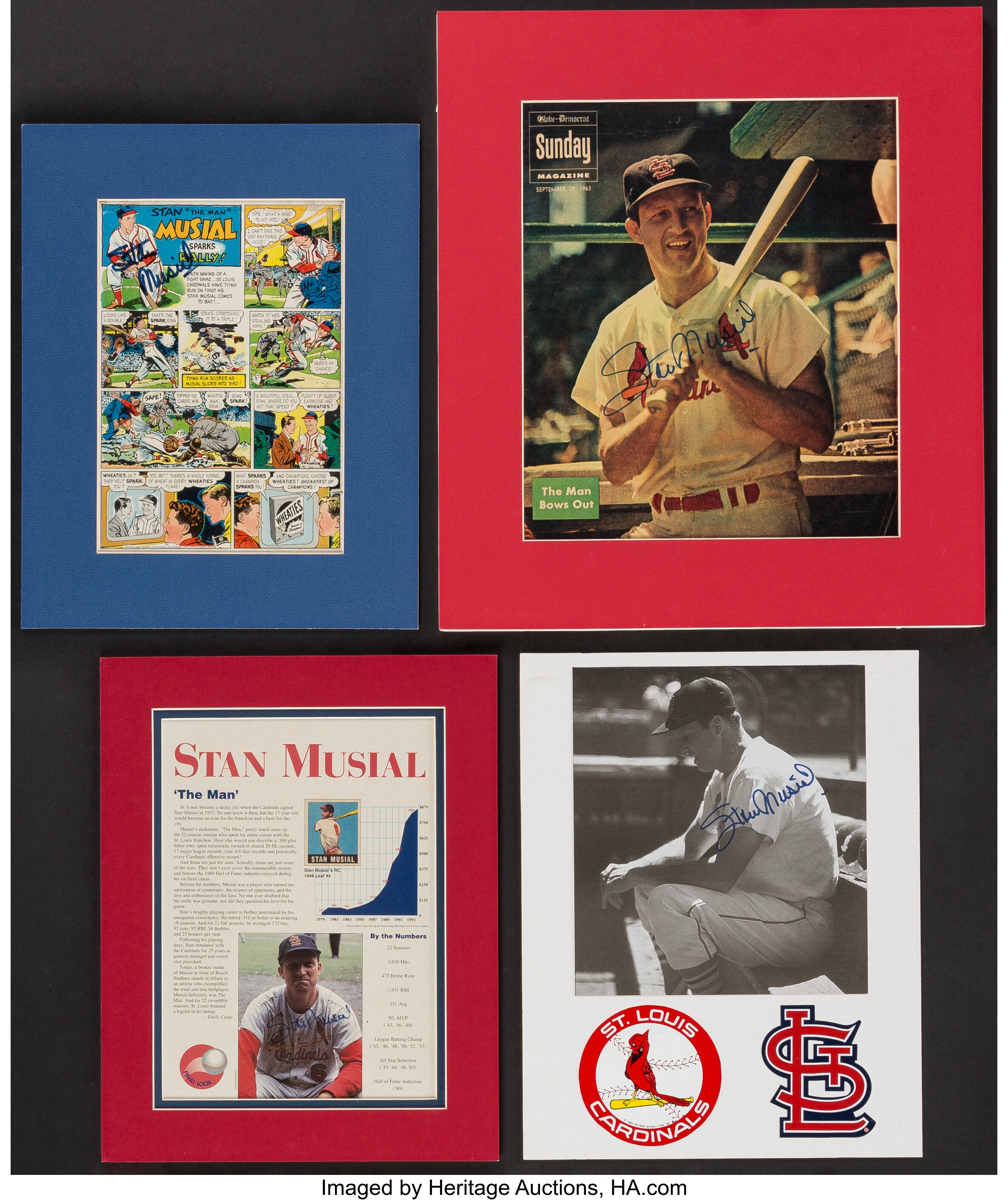 Stan Musial Signed Display Lot of 4.... Baseball Collectibles | Lot ...