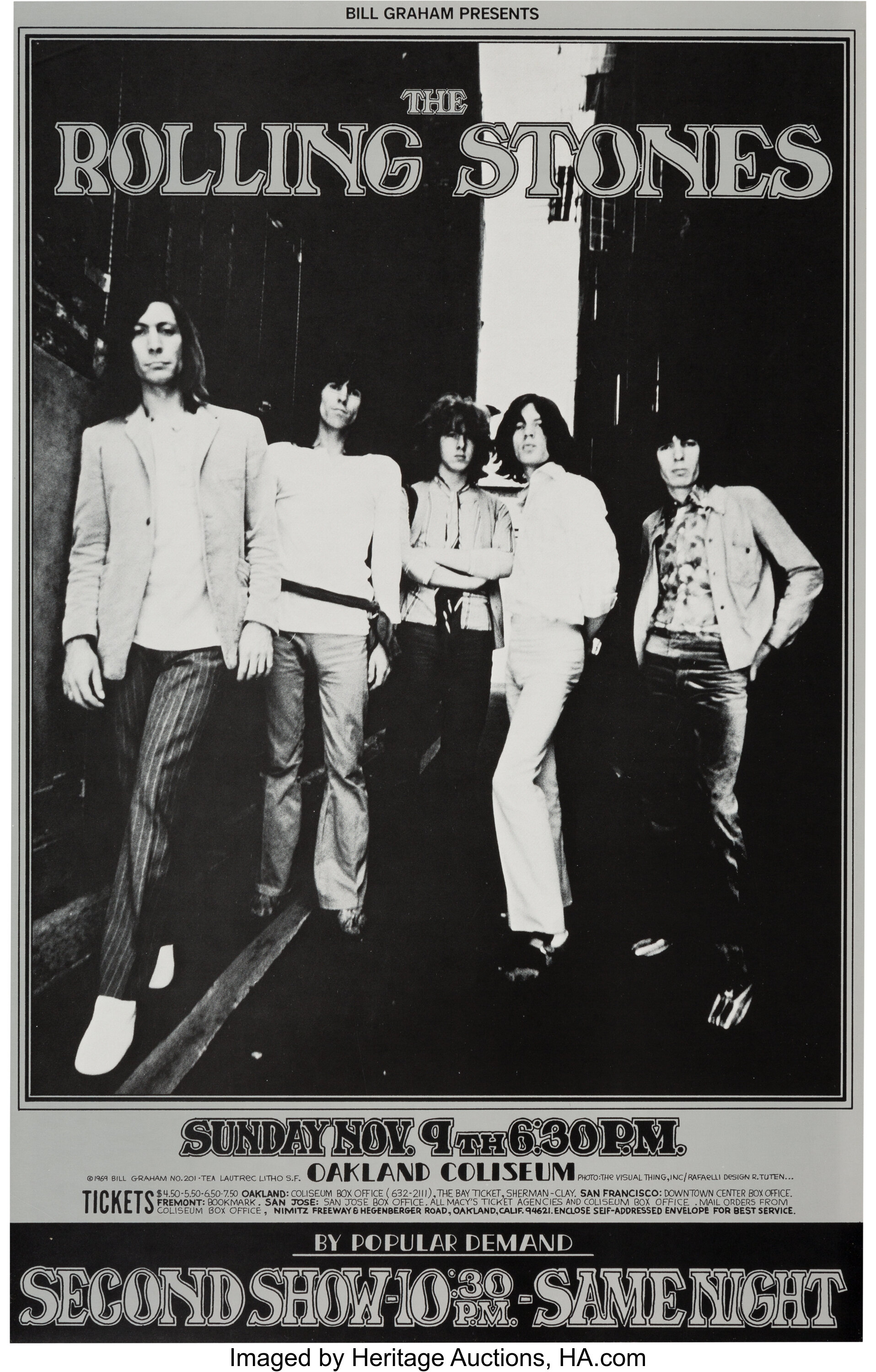 The Rolling Stones Oakland Coliseum Concert Poster Bill Graham Lot