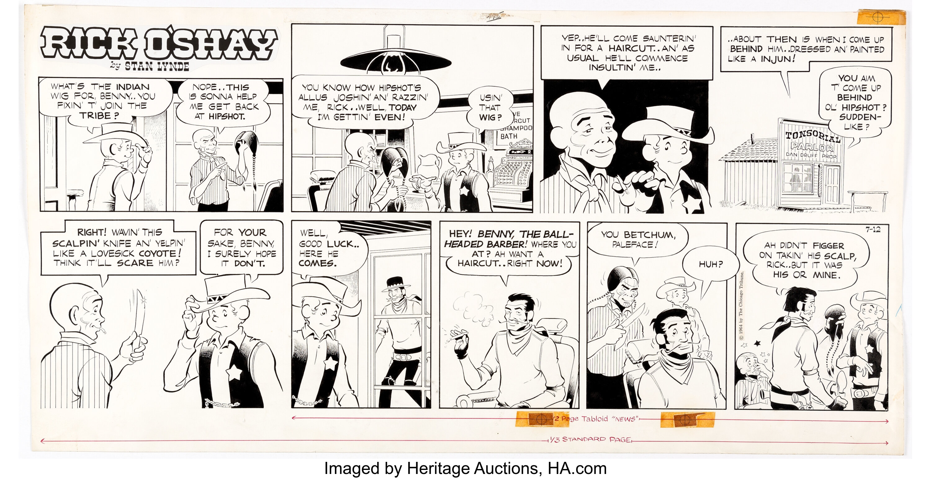 Stan Lynde Rick O'Shay Sunday Comic Strip Original Art dated | Lot ...