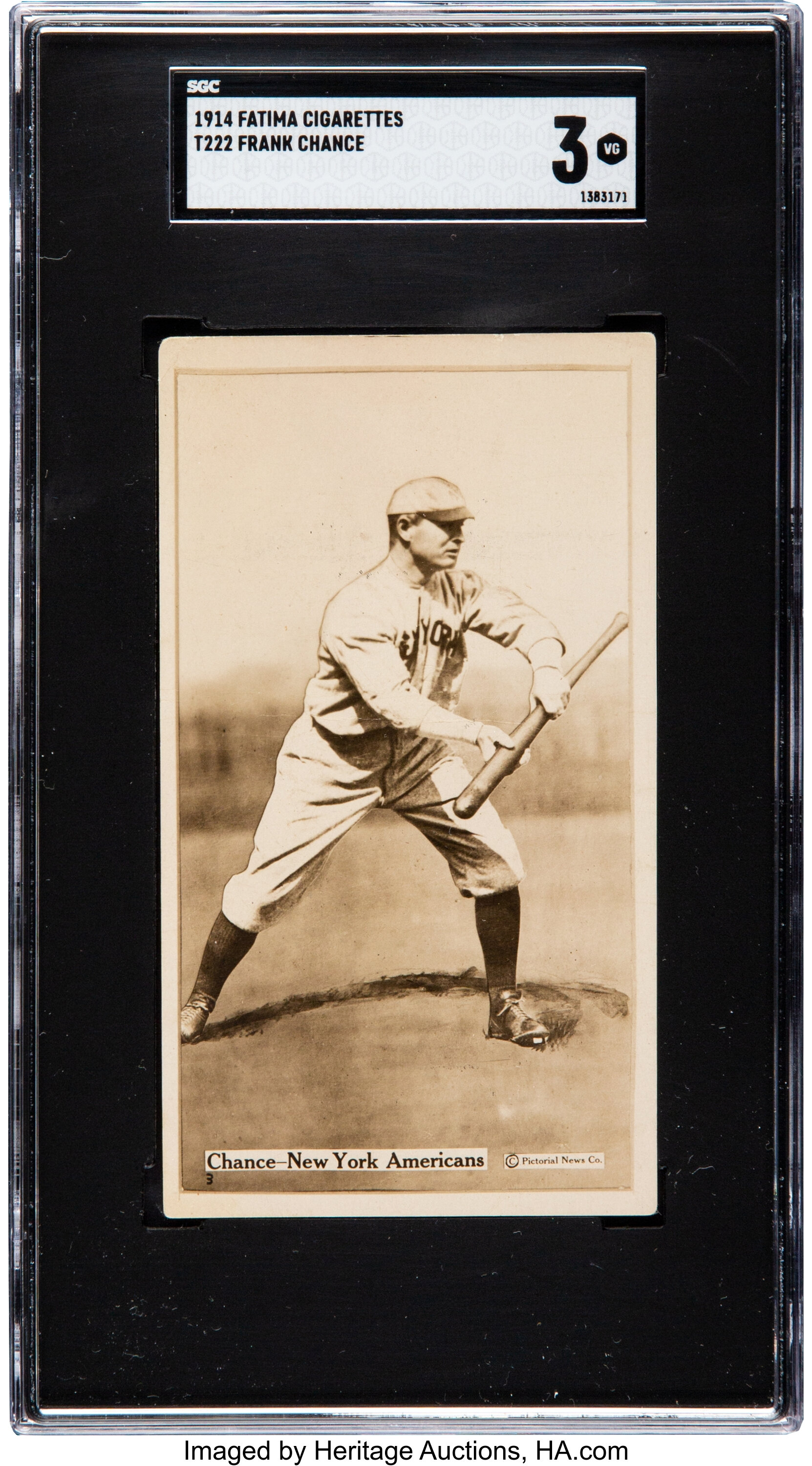 1914 T222 Fatima Frank Chance SGC VG 3.... Baseball Cards Singles | Lot ...