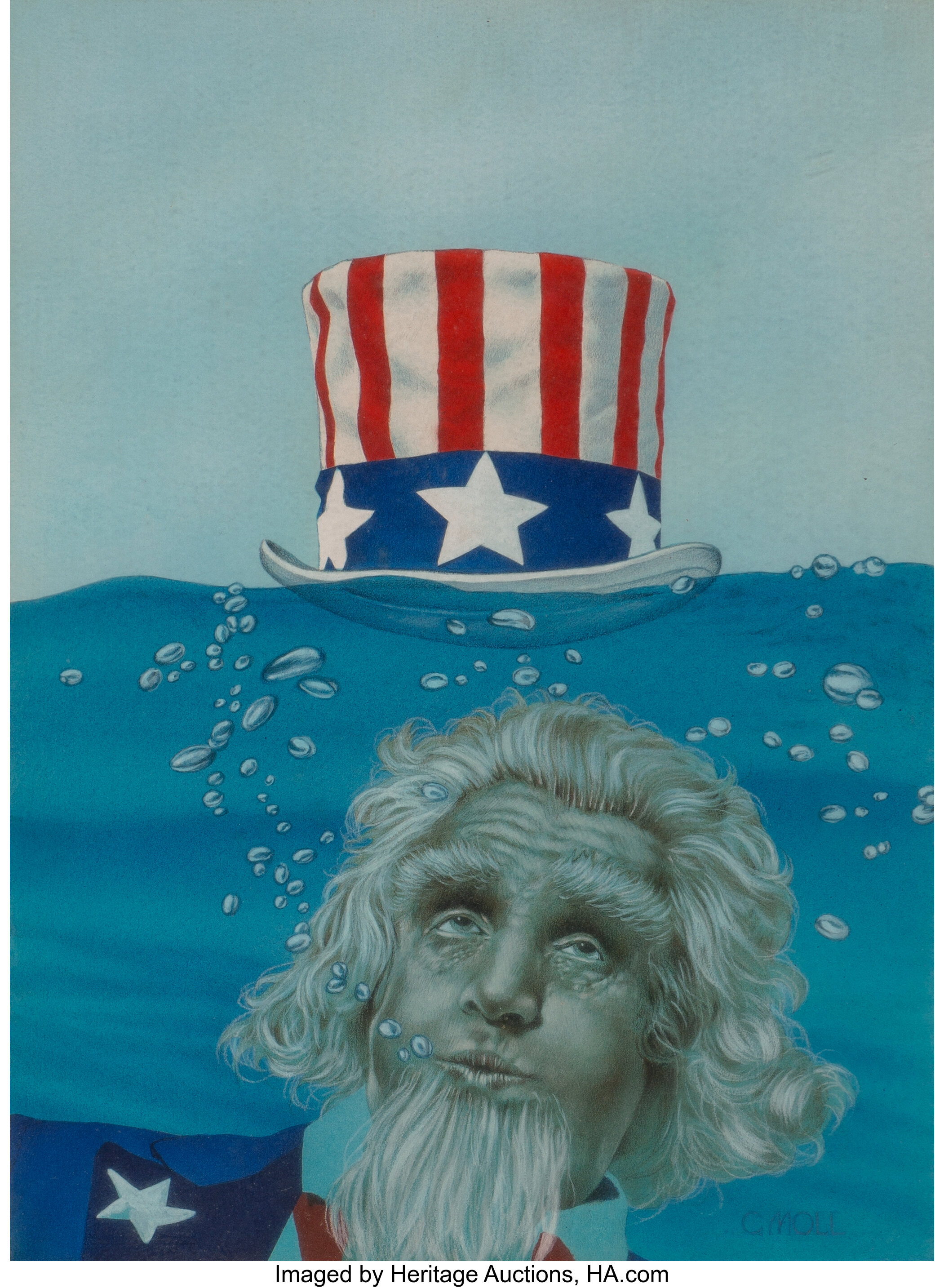 Charles Moll (American, 20th Century). Drowning Uncle Sam, New | Lot ...