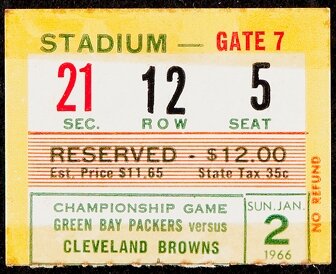1965 NFL Championship Game - Packers vs. Browns - Ticket Stub.... | Lot ...