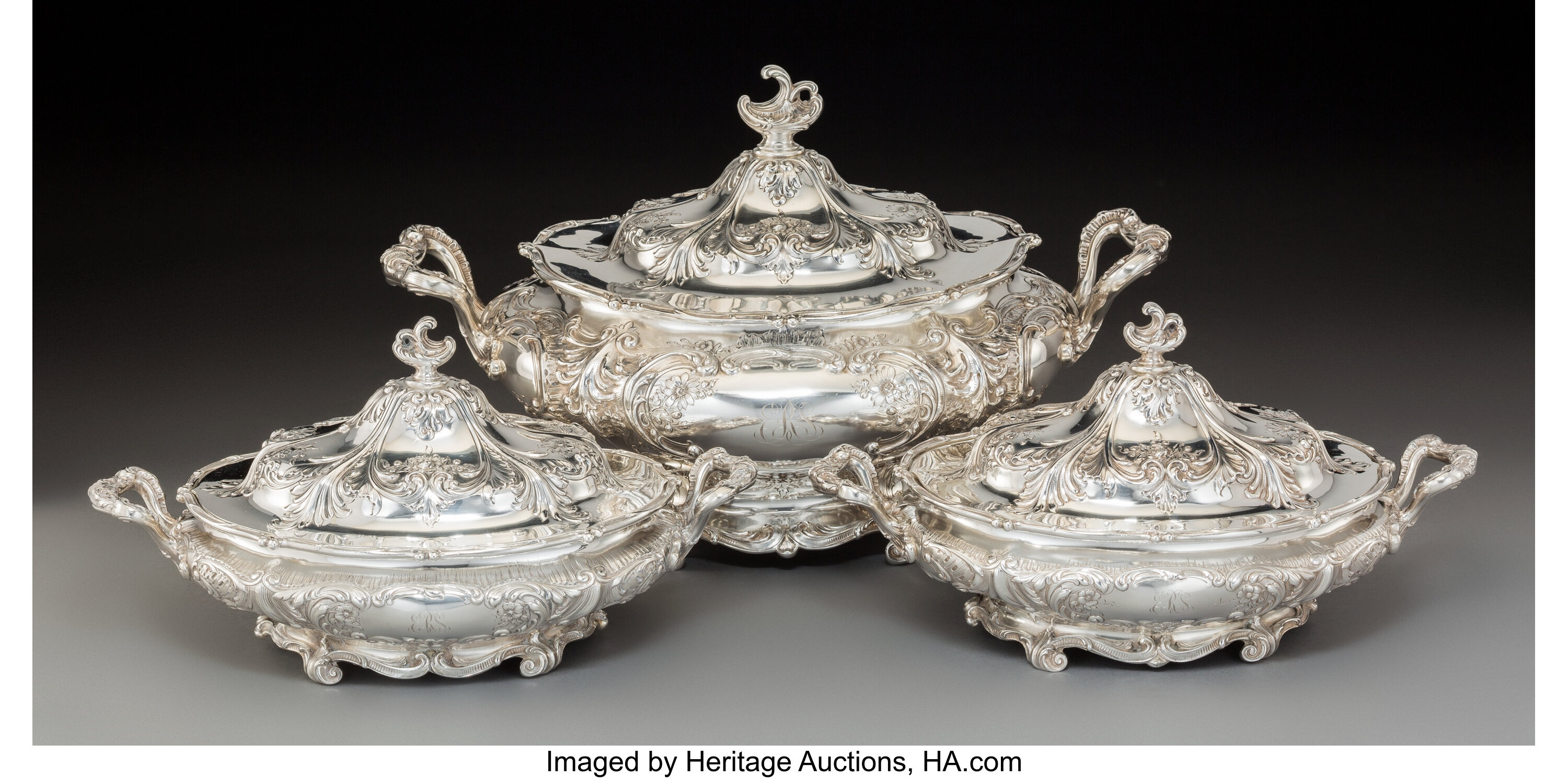Three Piece Set of Gorham Mfg. Company Silver Covered Serving | Lot ...