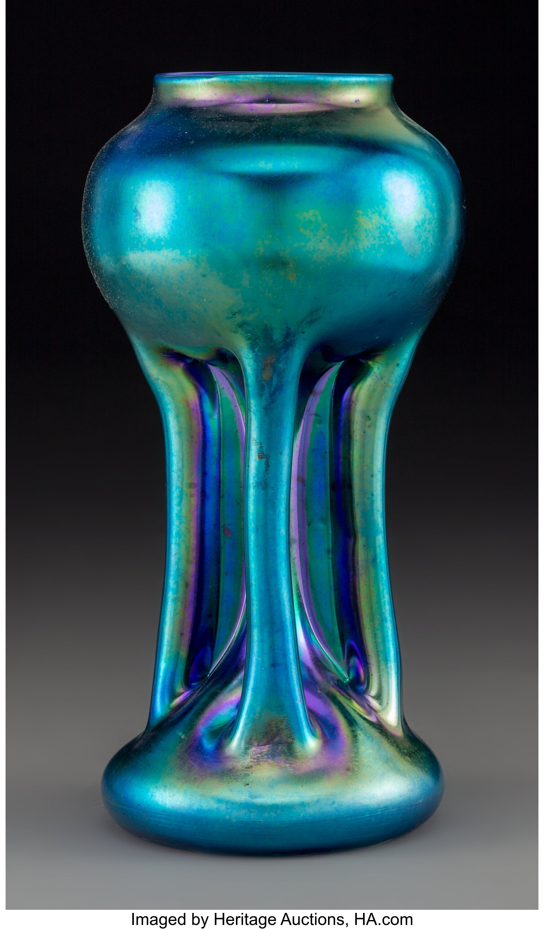 Steuben Blue Aurene Glass Vase. 1903-1932. Incised aurene, 2764. | Lot ...