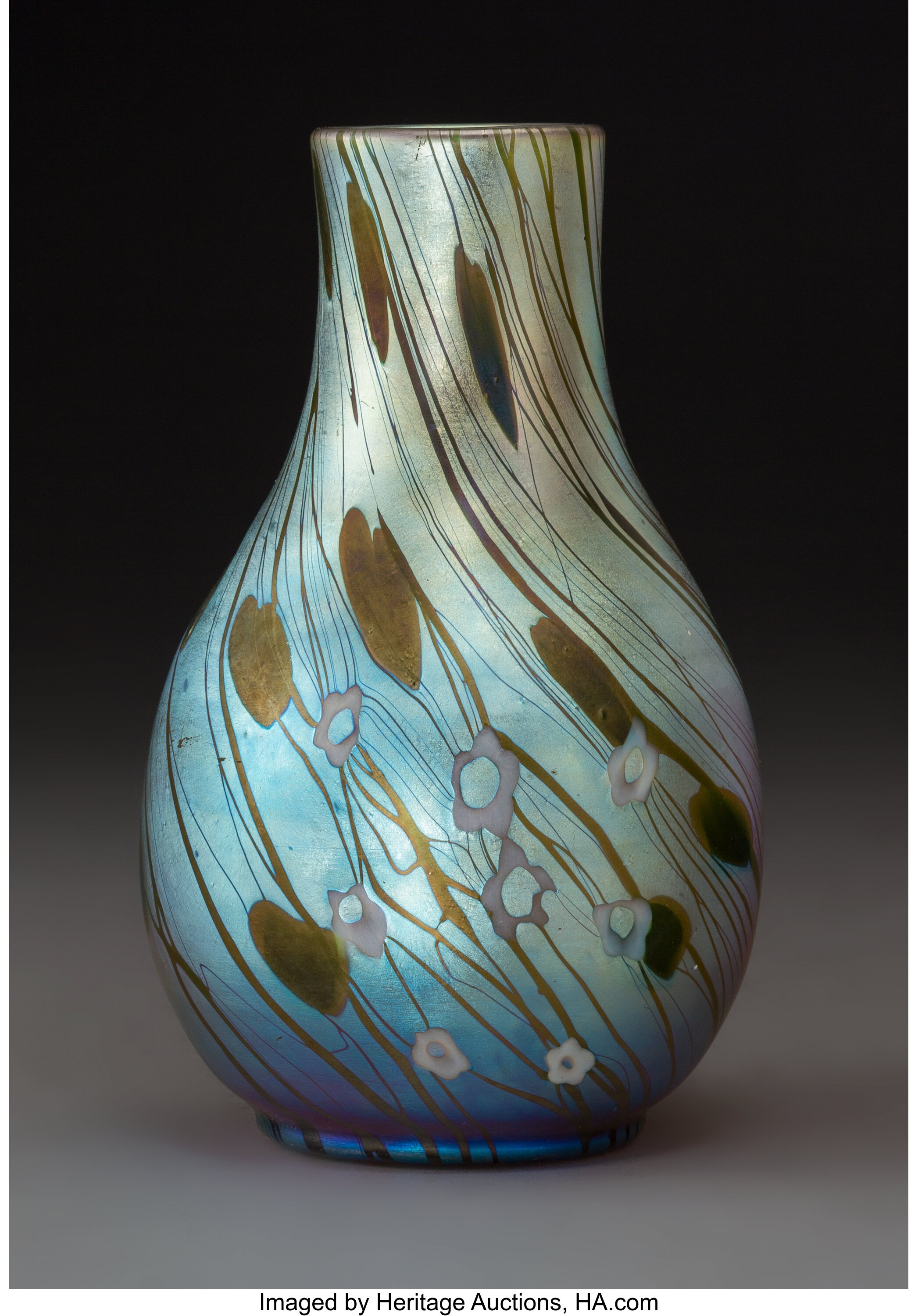 Steuben Gold Aurene Glass Vase. 1903-1932. Etched aurene, 595. Ht ...