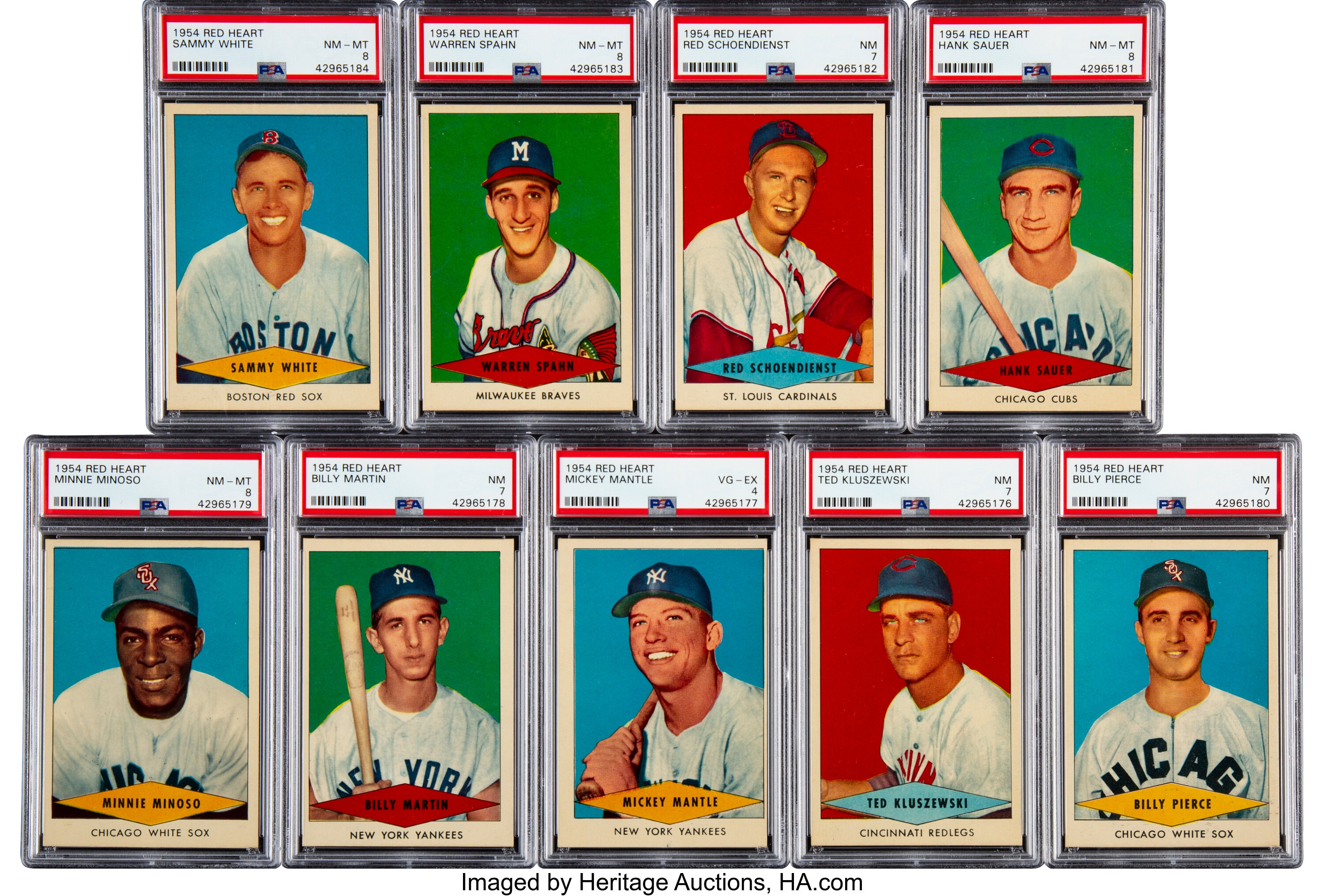 1954 Red Heart Baseball Complete Set (33).... Baseball Cards Sets | Lot ...