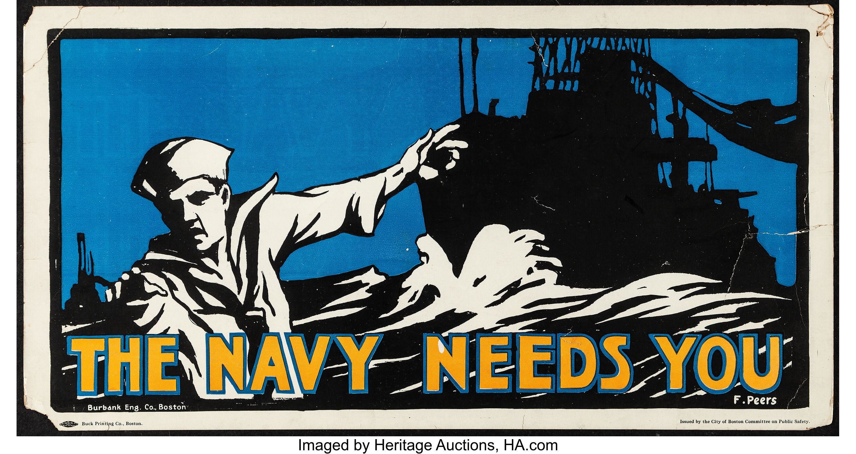 World War I Propaganda (U.S. Navy, c. 1917). Fine+. Recruitment | Lot ...
