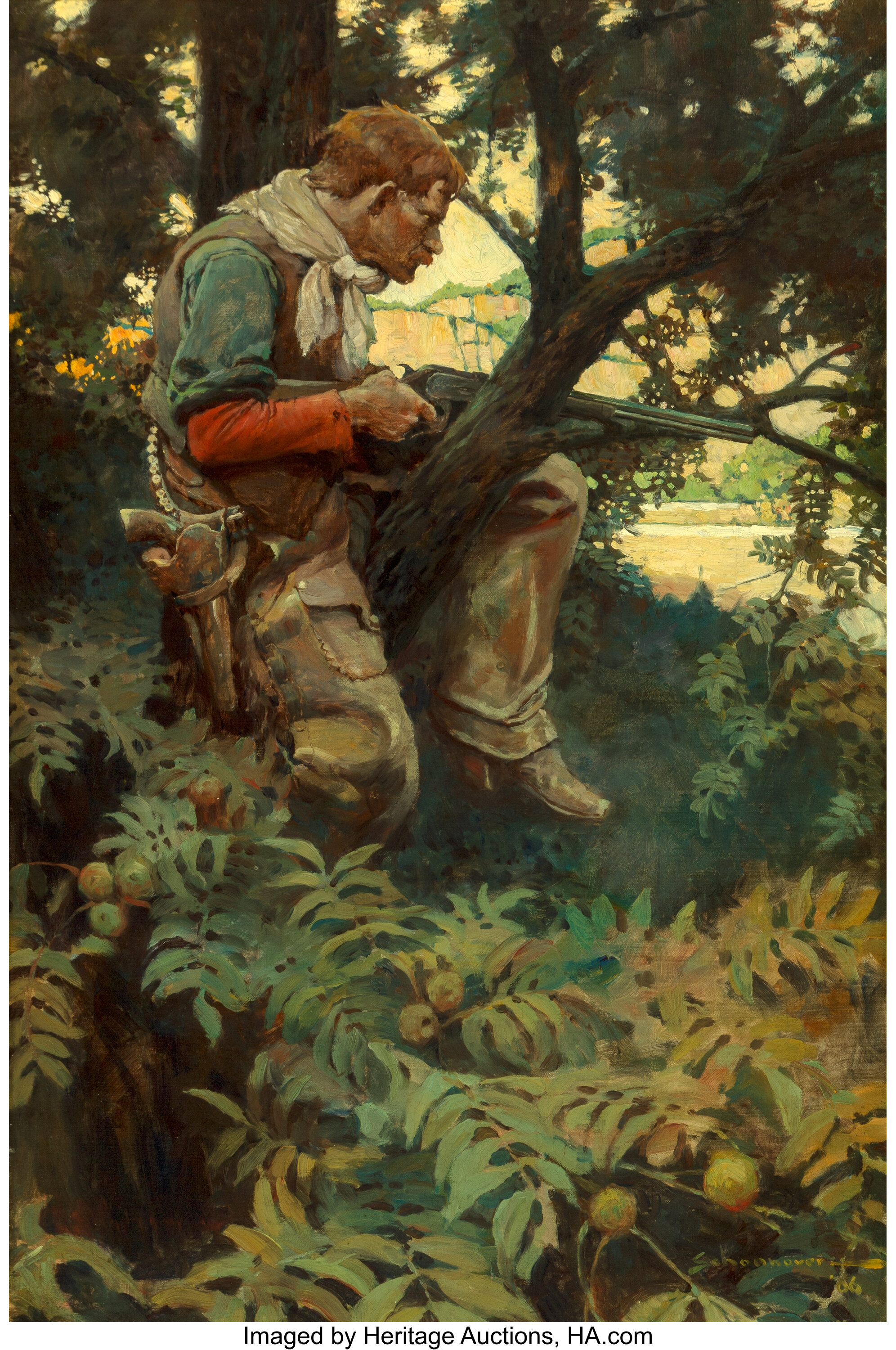 Frank Earle Schoonover (American, 1877-1972). "He swing his rifle | Lot ...