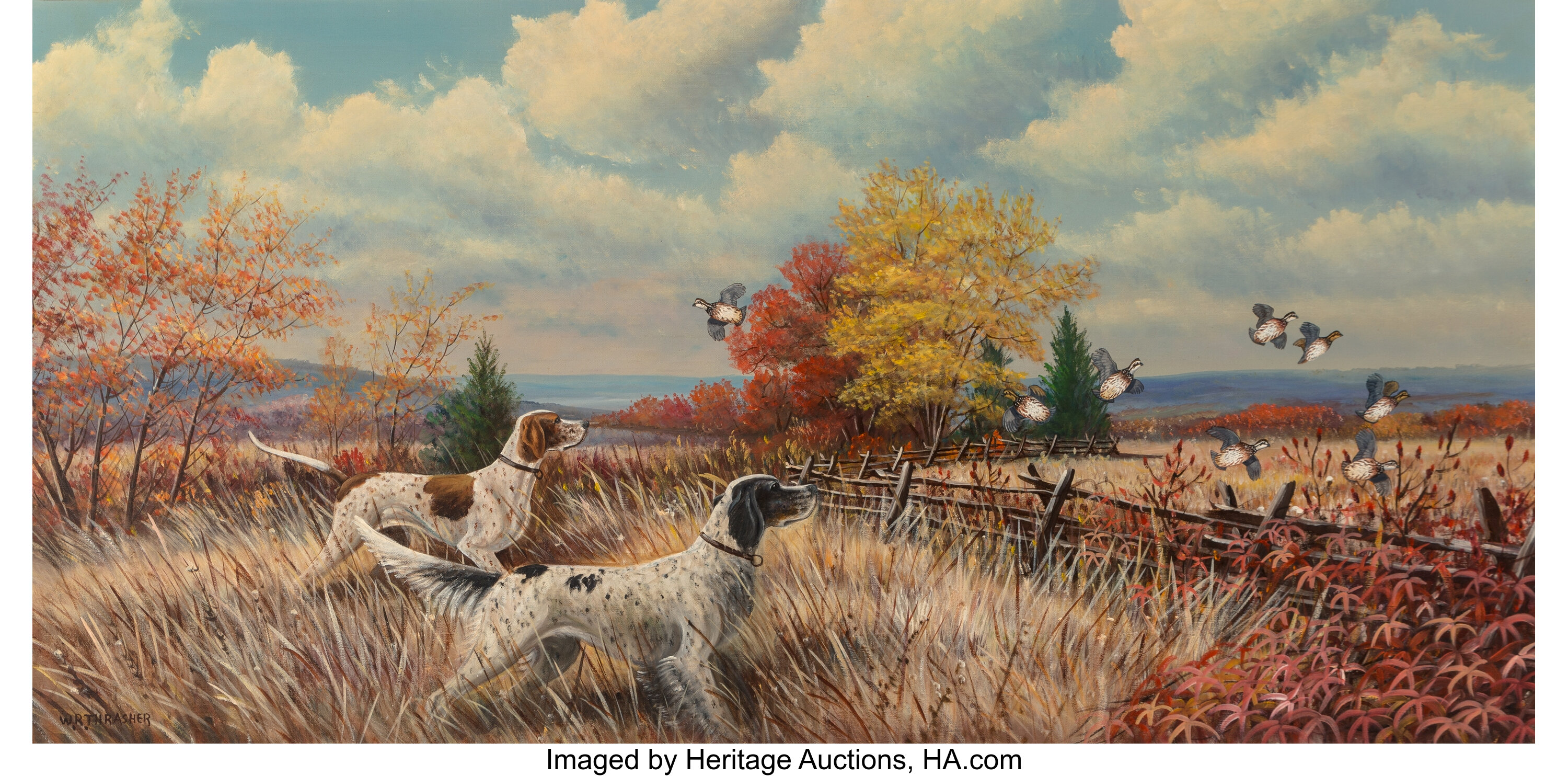 William Robert Thrasher (American, 1908-1997). The Hunt. Oil on | Lot ...