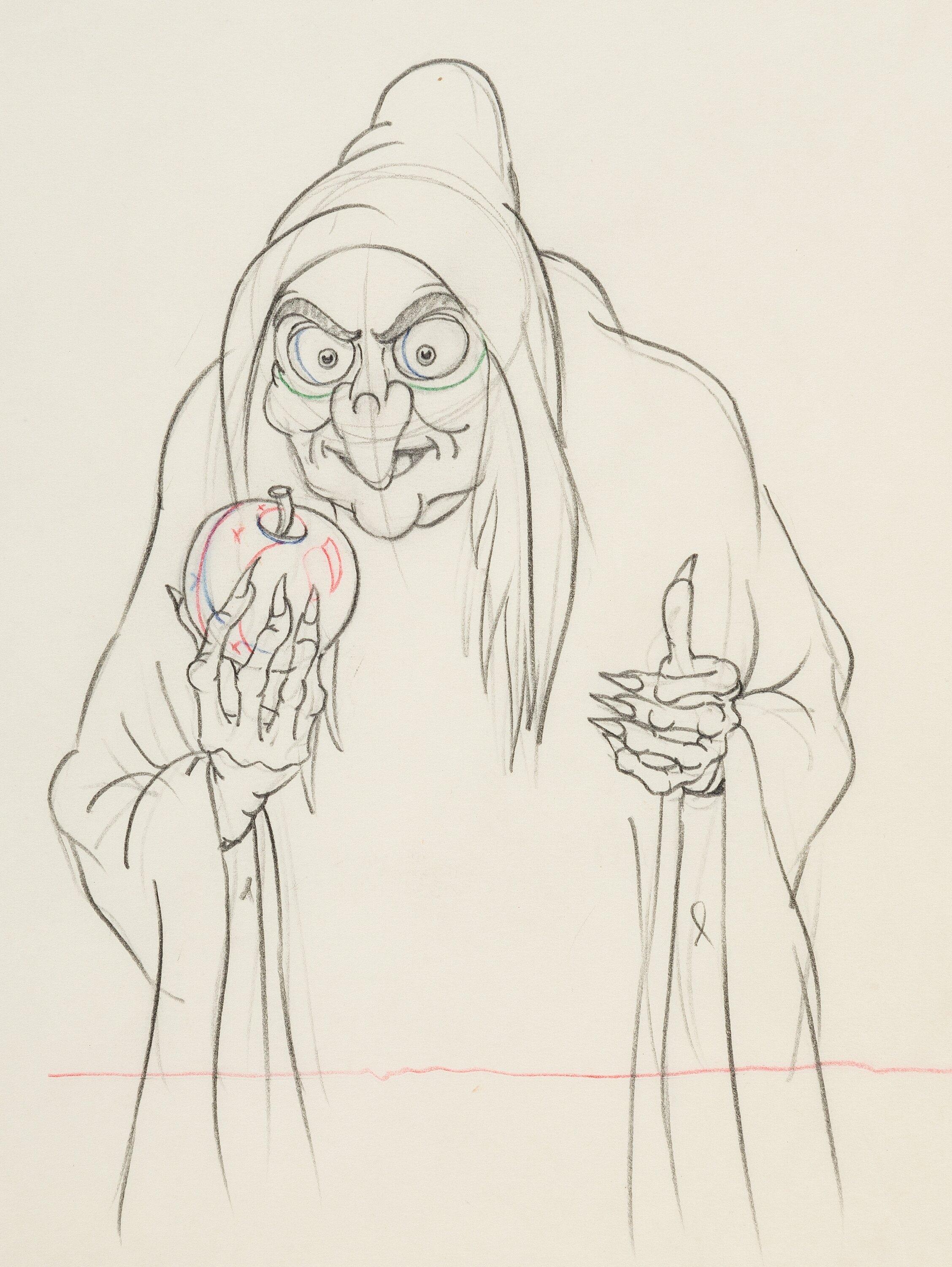 Snow White and the Seven Dwarfs Old Hag Animation Drawing (Walt | Lot ...