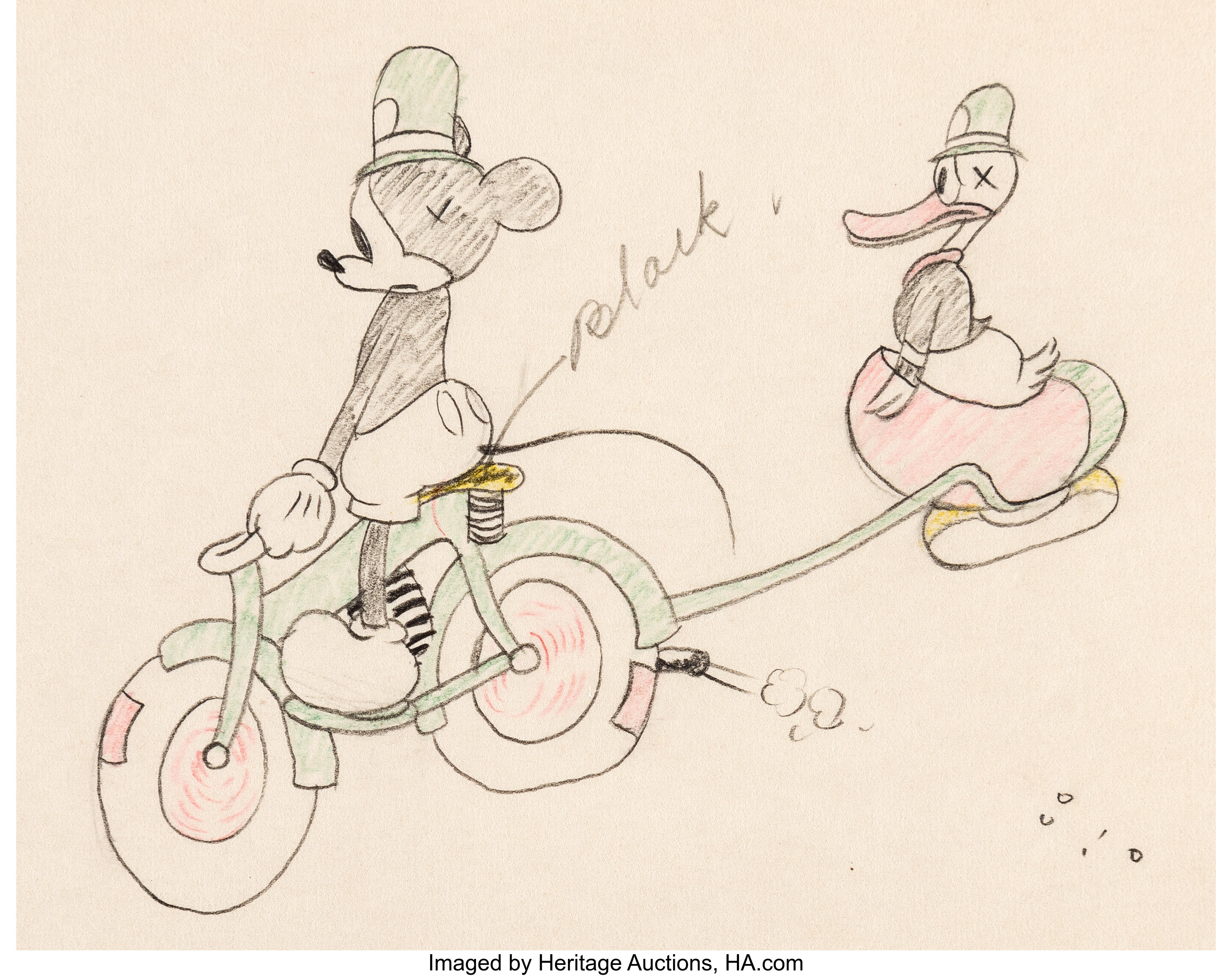 The Dognapper Mickey Mouse and Donald Duck Color Model Drawing | Lot ...