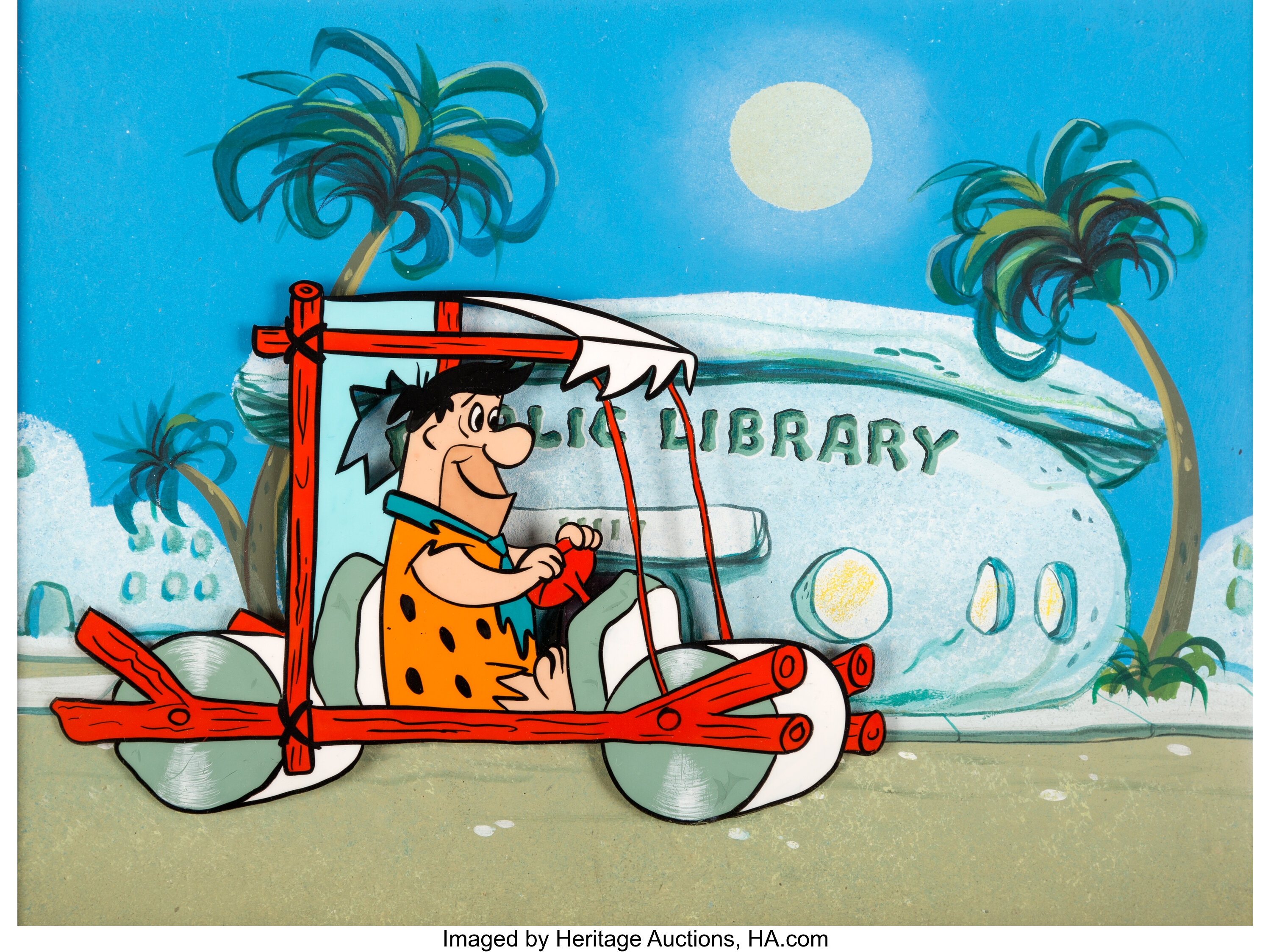 The Flintstones Original Opening Fred Flintstone Production Cel and ...