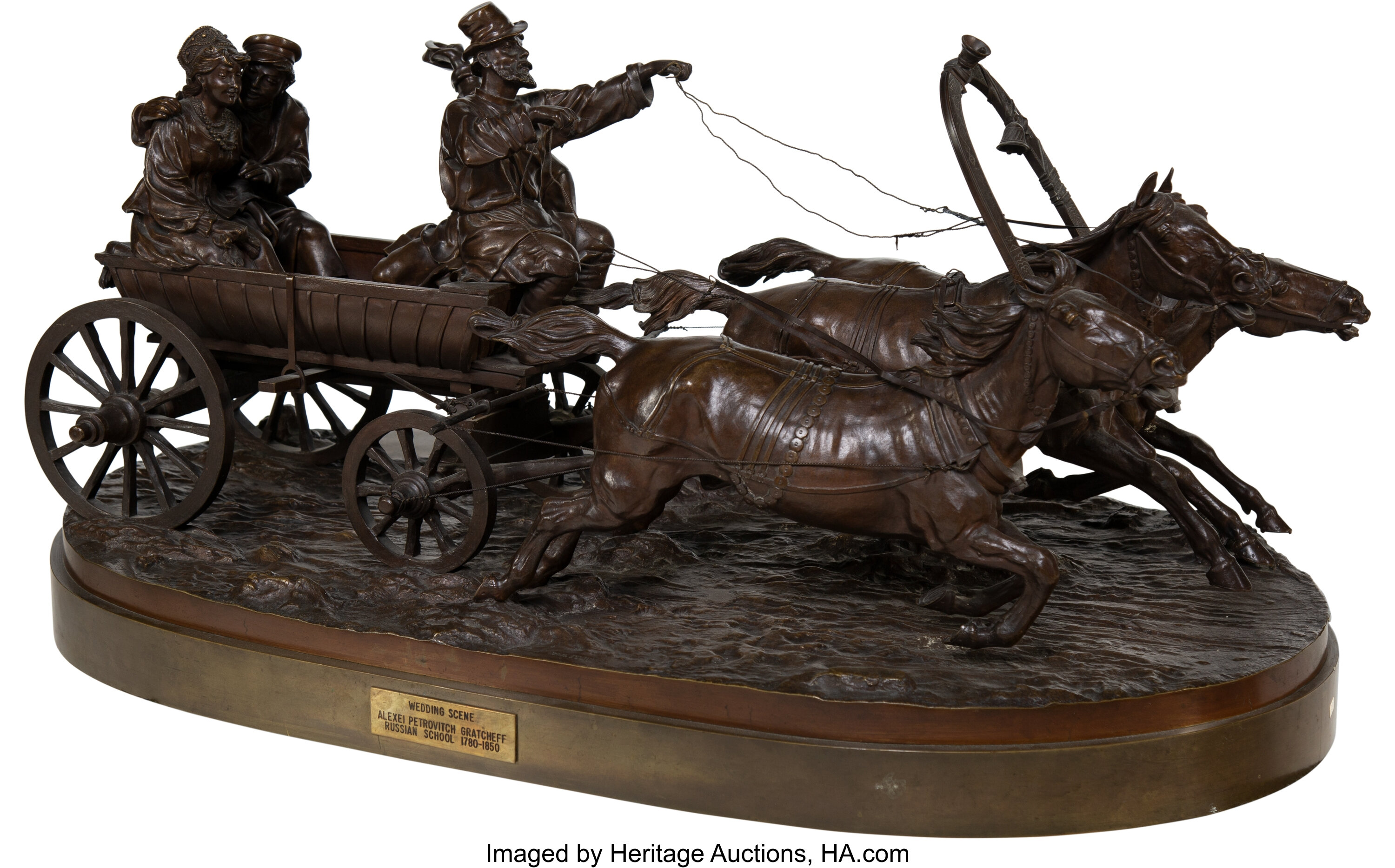 A Russian Bronze Group of Troika Ride. Cast from a model by Alexi | Lot ...