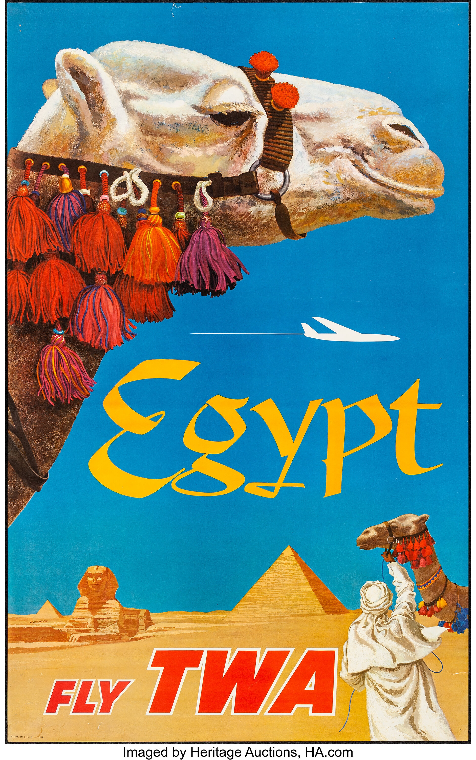 TWA Airlines Egypt (Early 1960s). Rolled, Very Fine-. Travel Poster ...
