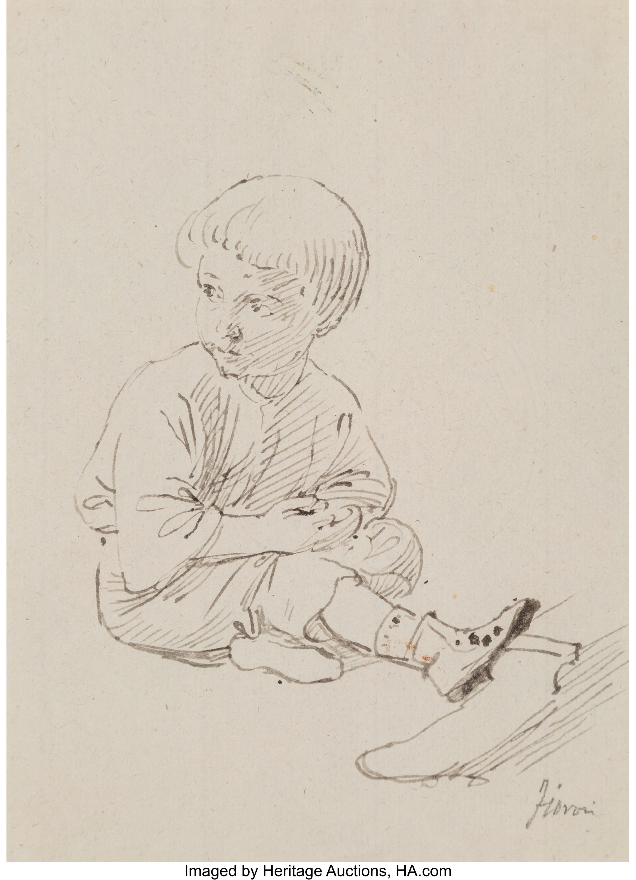 Italian School (19th Century). Group of Three Drawings. Ink on | Lot ...