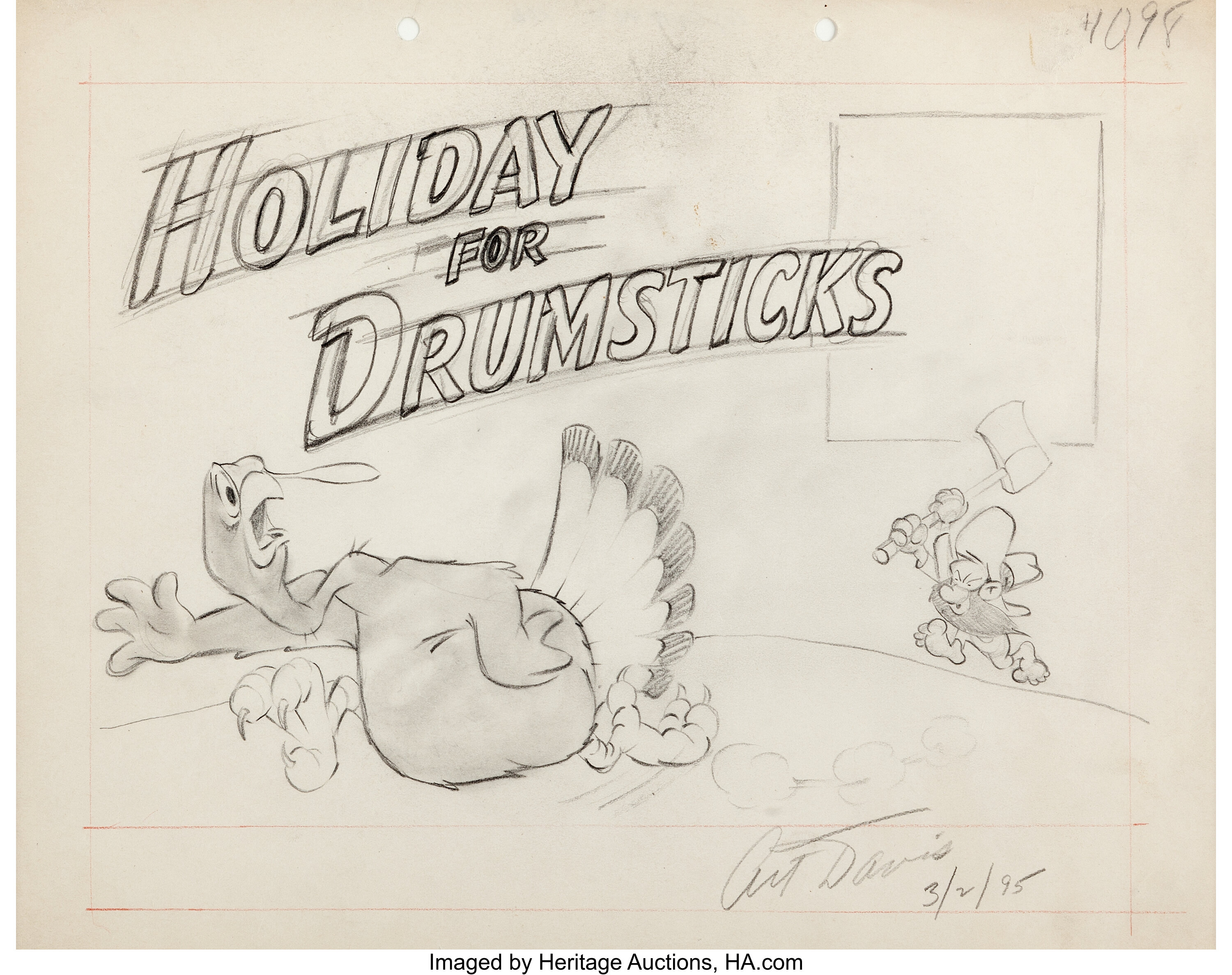 Holiday for Drumsticks Lobby Card Concept Drawing Signed by Art | Lot ...