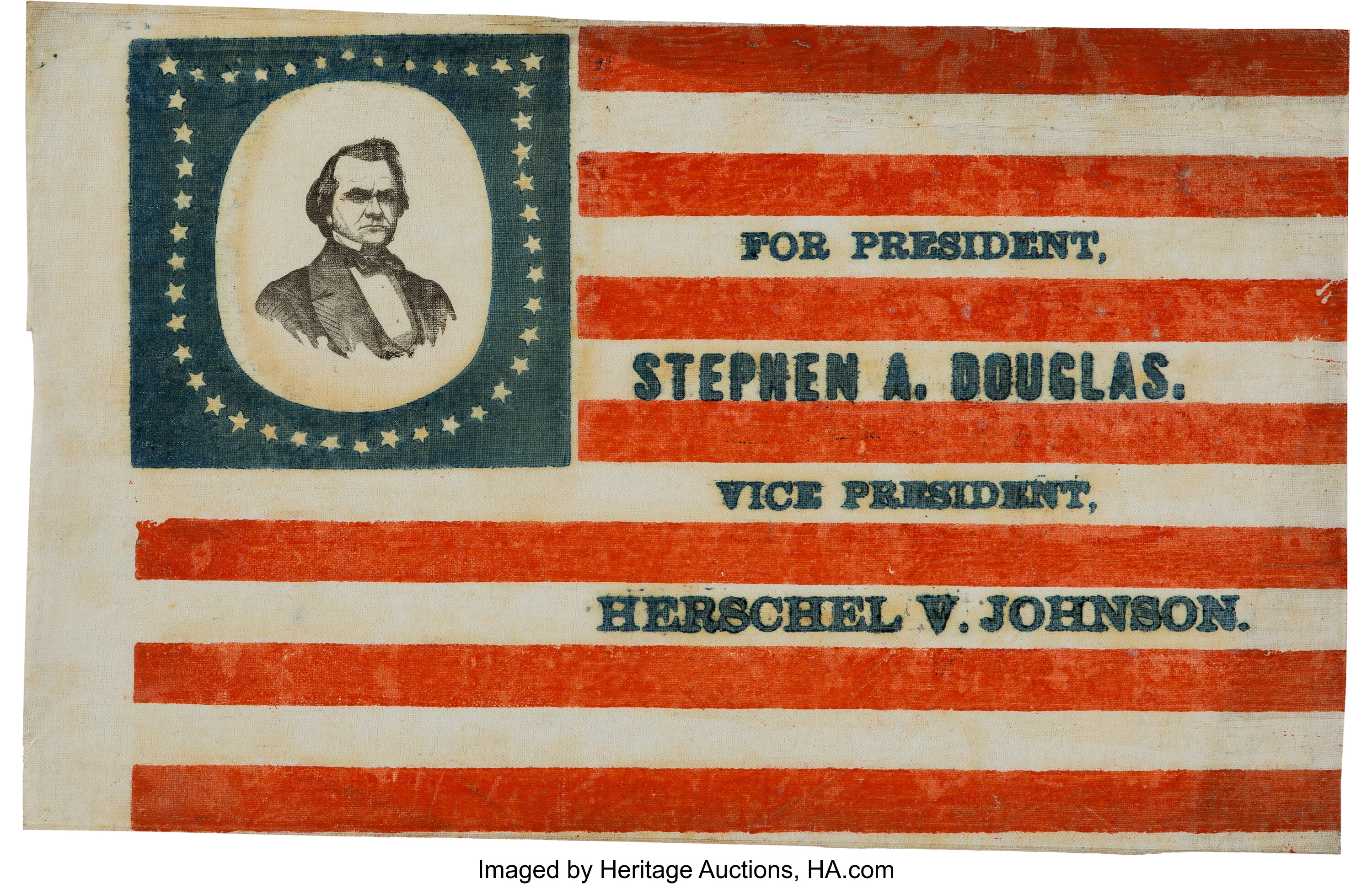 Stephen A. Douglas: Rare and Important Portrait Flag. . ... | Lot ...