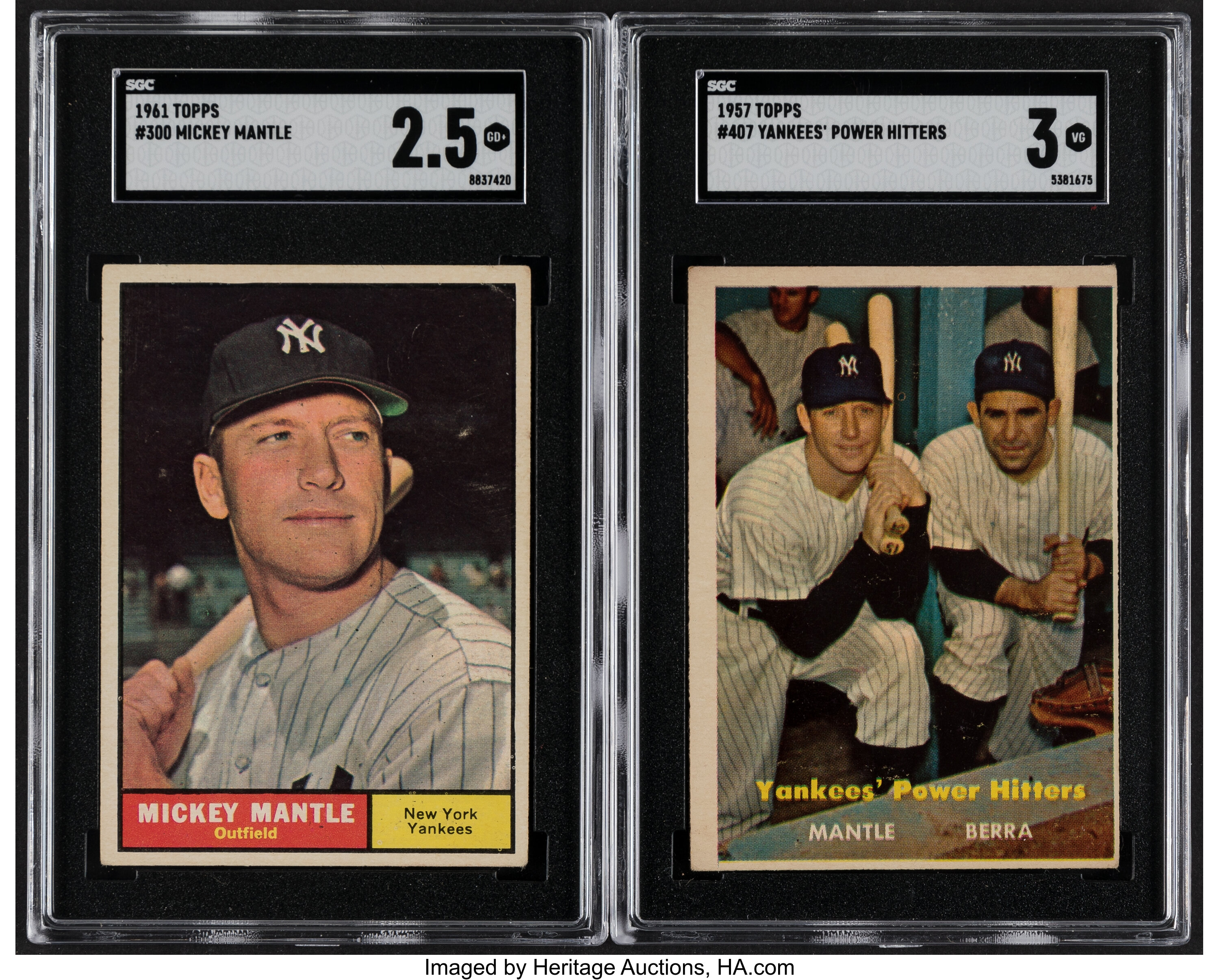 1957-61 Topps Mickey Mantle SGC Graded Pair (2).... Baseball Cards ...