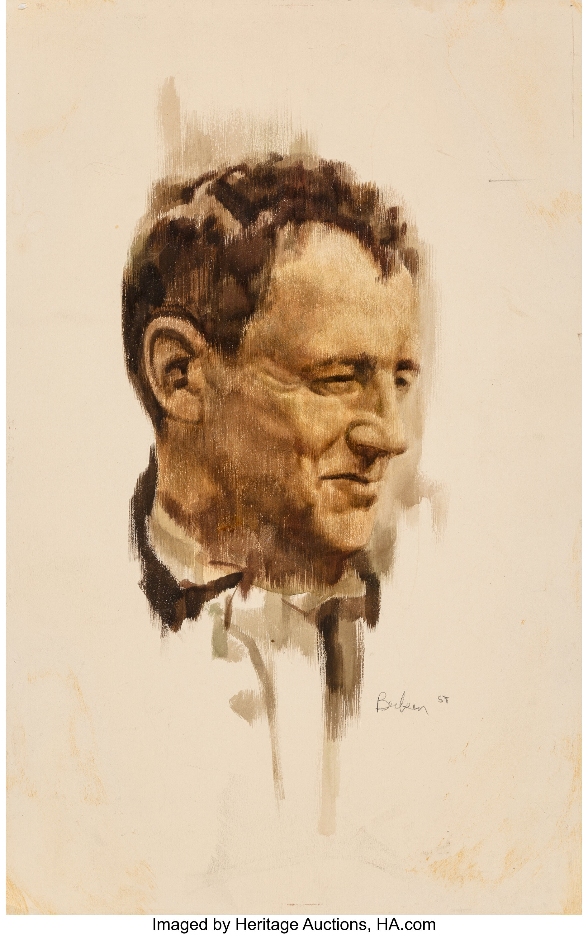John Conrad Berkey (American, 1932-2008). Andrew Wyeth Portrait, | Lot ...