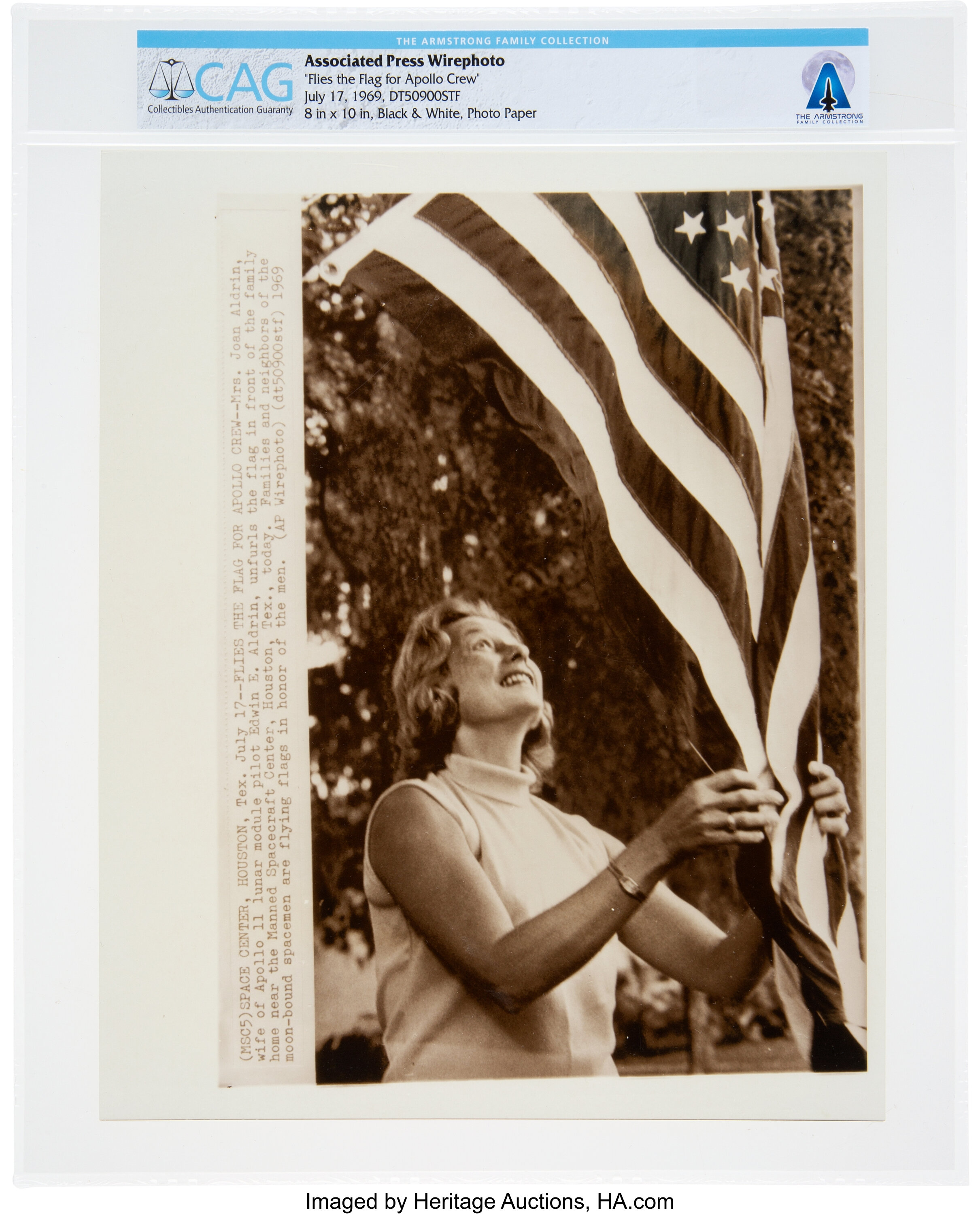 AP Original Wirephotos: "Flies the Flag" July 17, 1969, Directly | Lot ...
