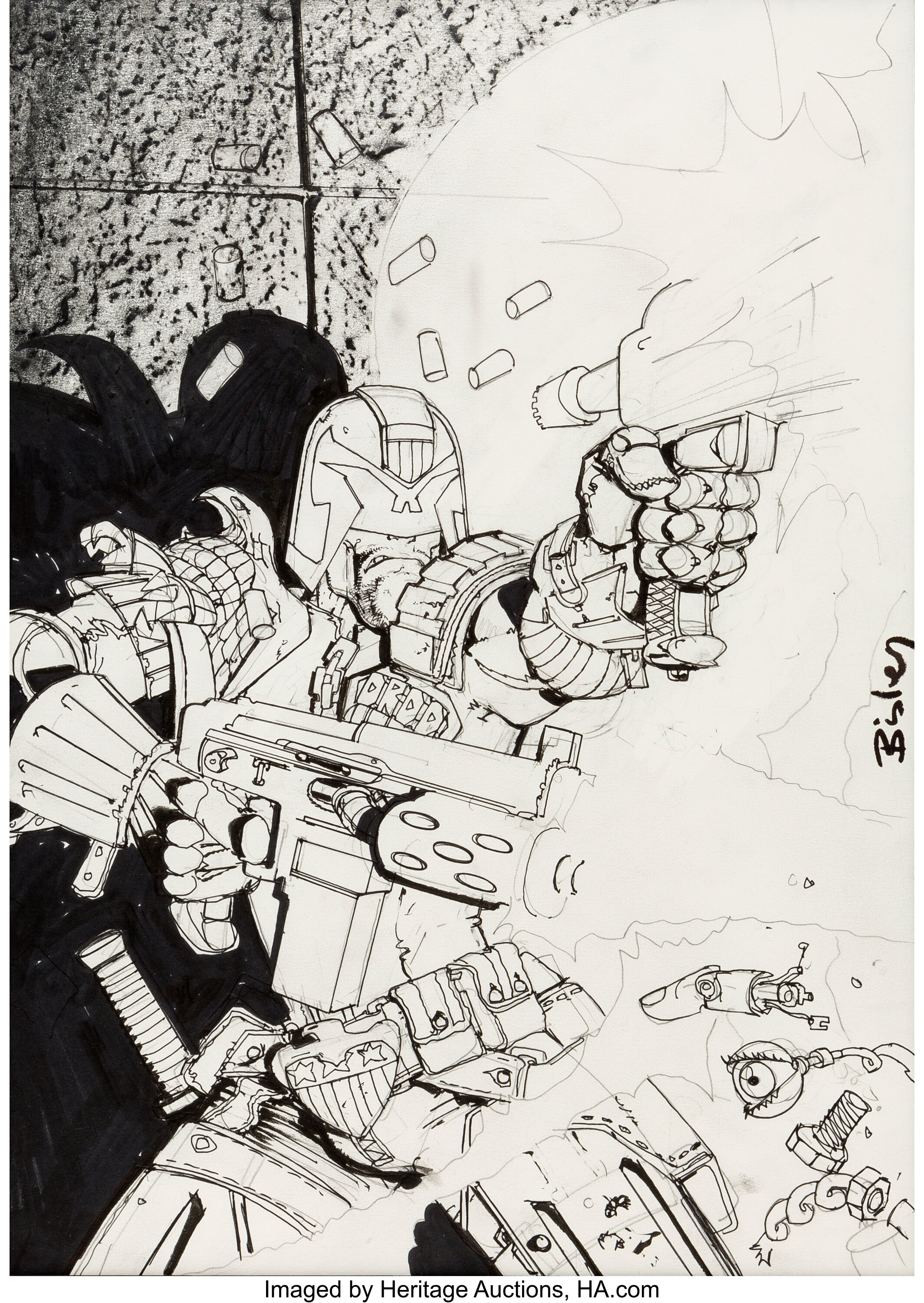 Simon Bisley- Judge Dredd Preliminary Cover Original Art | Lot #19010 ...