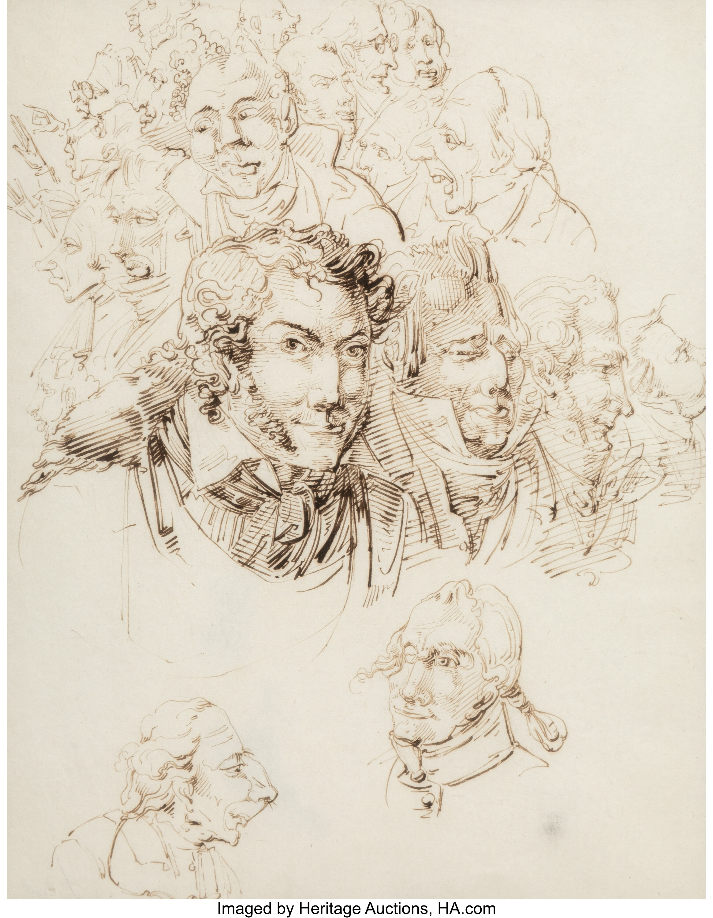 Italian School (19th Century). Group of Two Drawings. Ink on paper ...