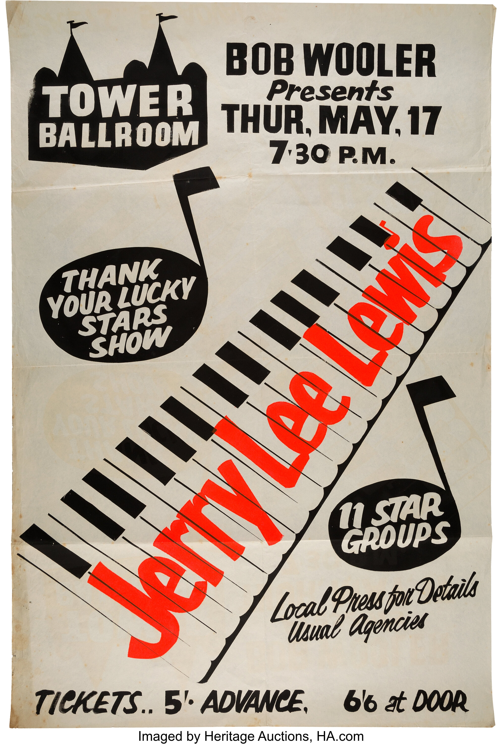 Jerry Lee Lewis 1962 Liverpool, England Concert Poster.. ... Music ...