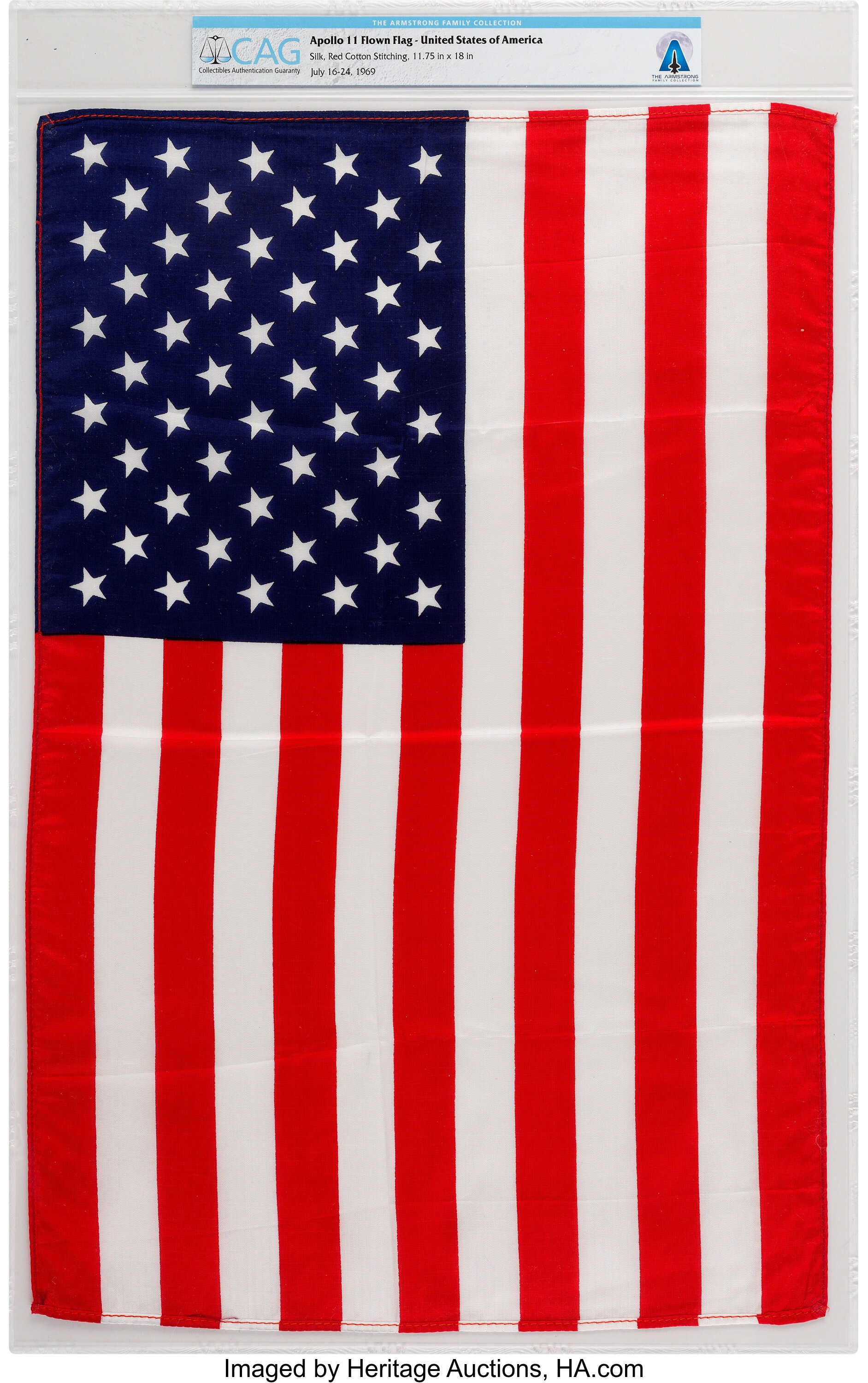 Apollo 11 Flown Largest Size American Flag Directly From The | Lot ...