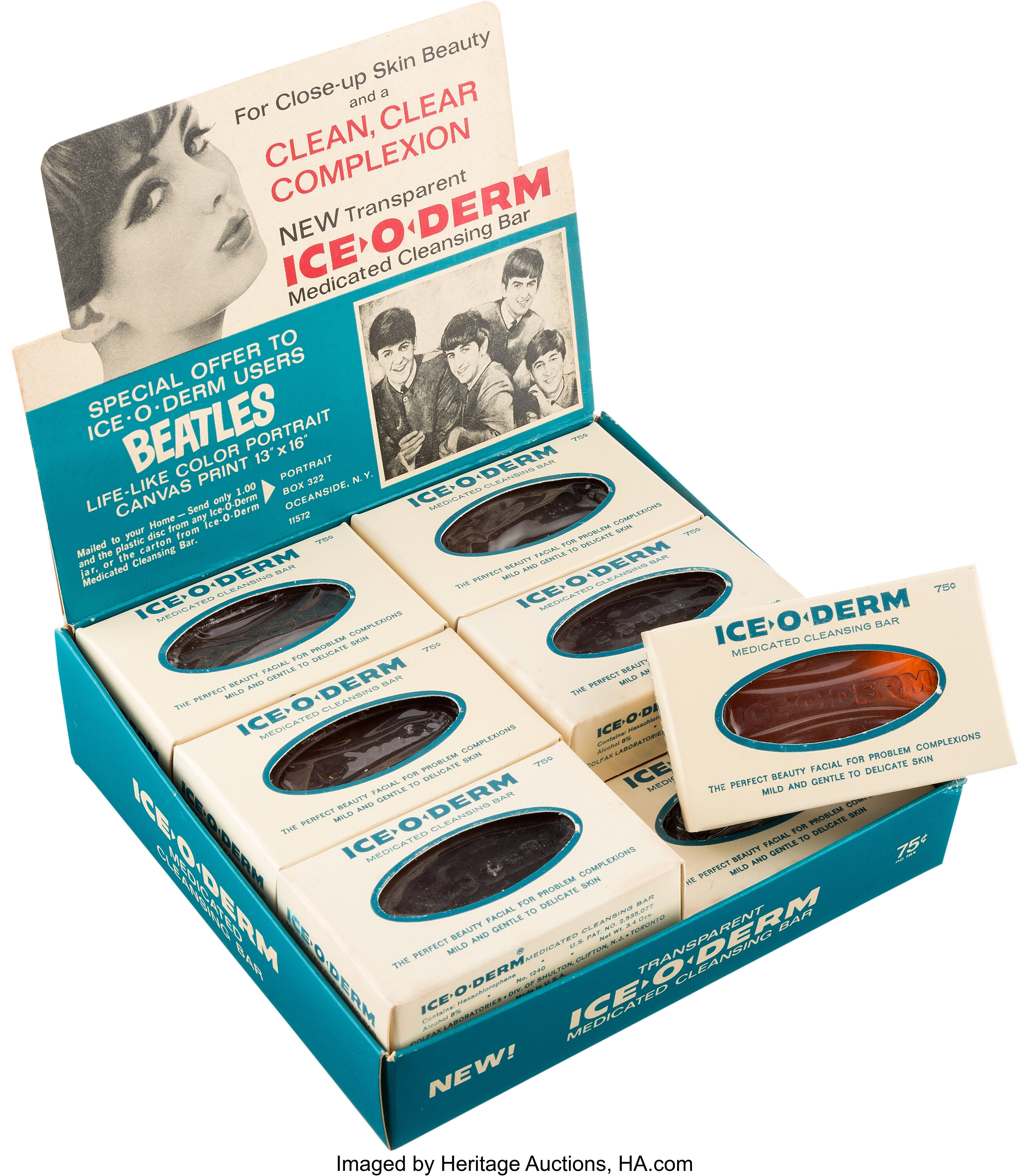 The Beatles Ice-O-Derm Counter Display and Unopened Soap Packages | Lot ...