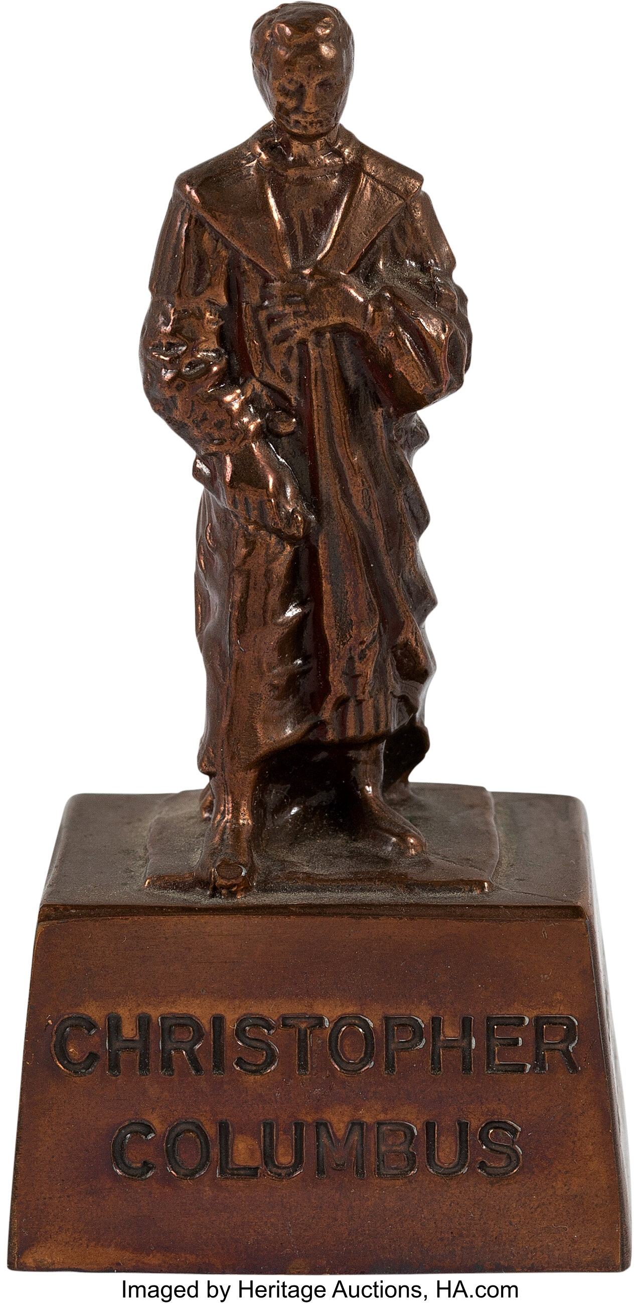 Neil Armstrong's Christopher Columbus Bronze Statue Paperweight | Lot ...
