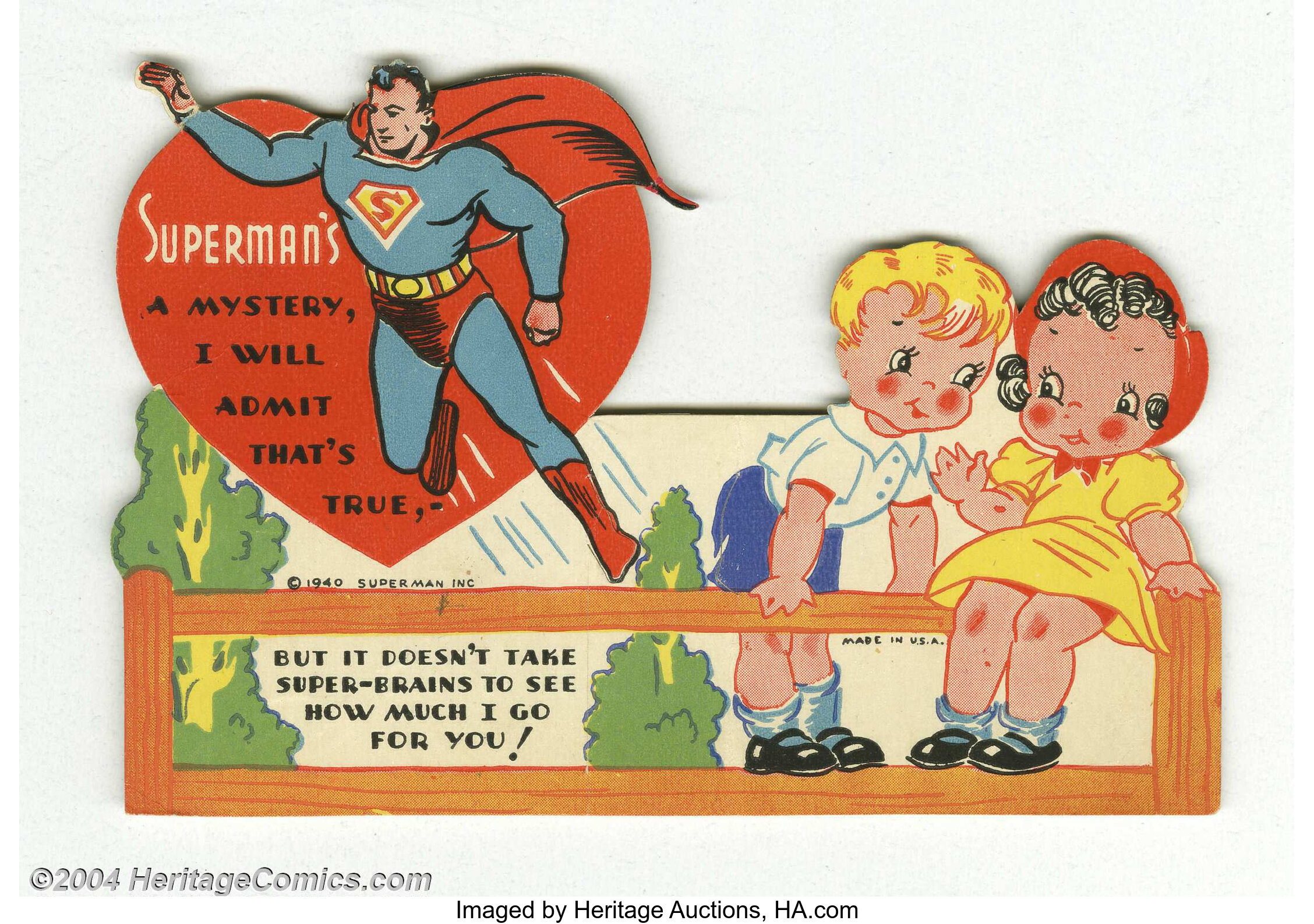 Superman Valentine (DC, 1940). "Superman's a mystery, I will admit ...