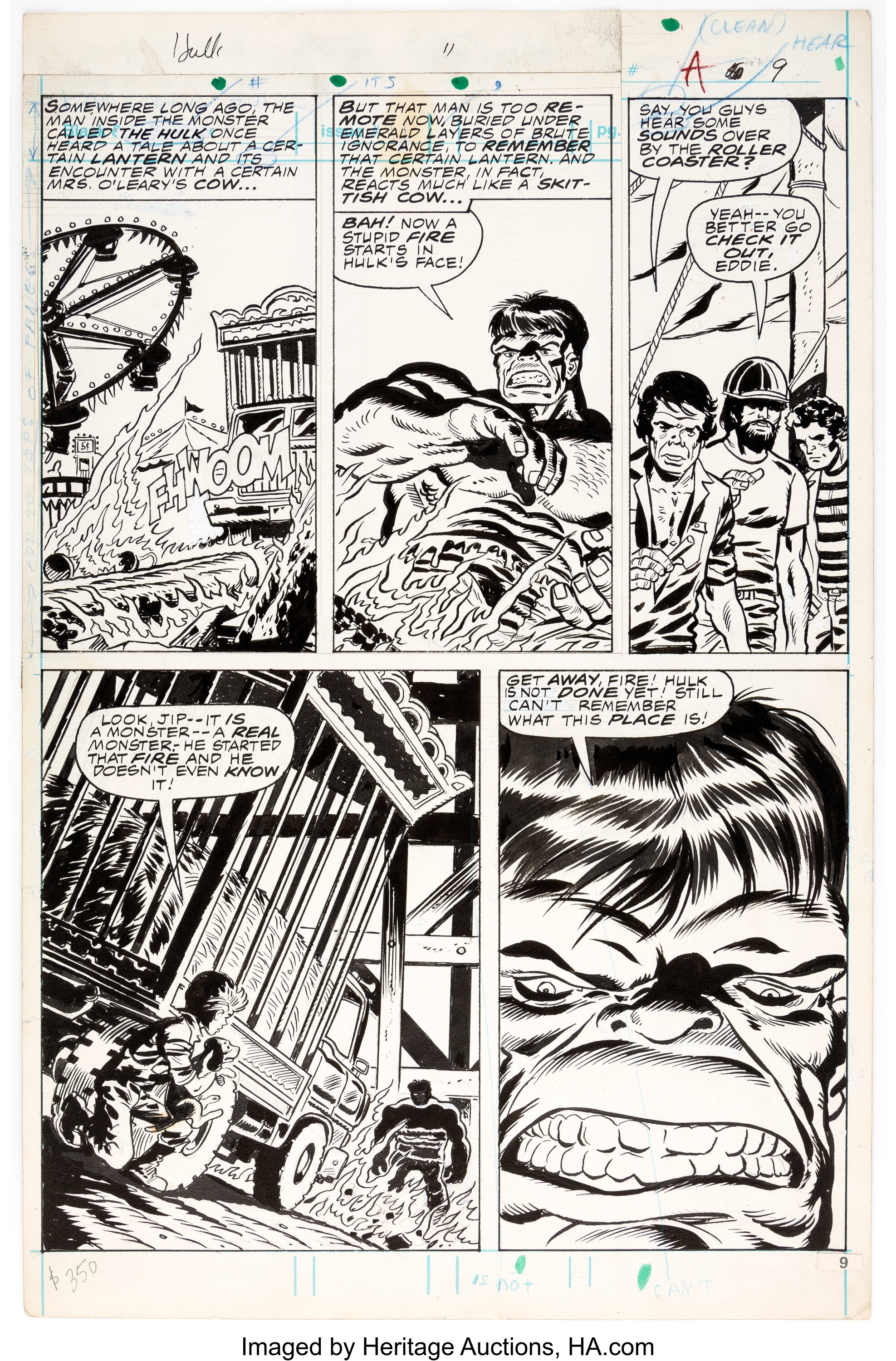 Ron Wilson and Fran Matera Hulk Magazine #11 Story Page 9 Original ...