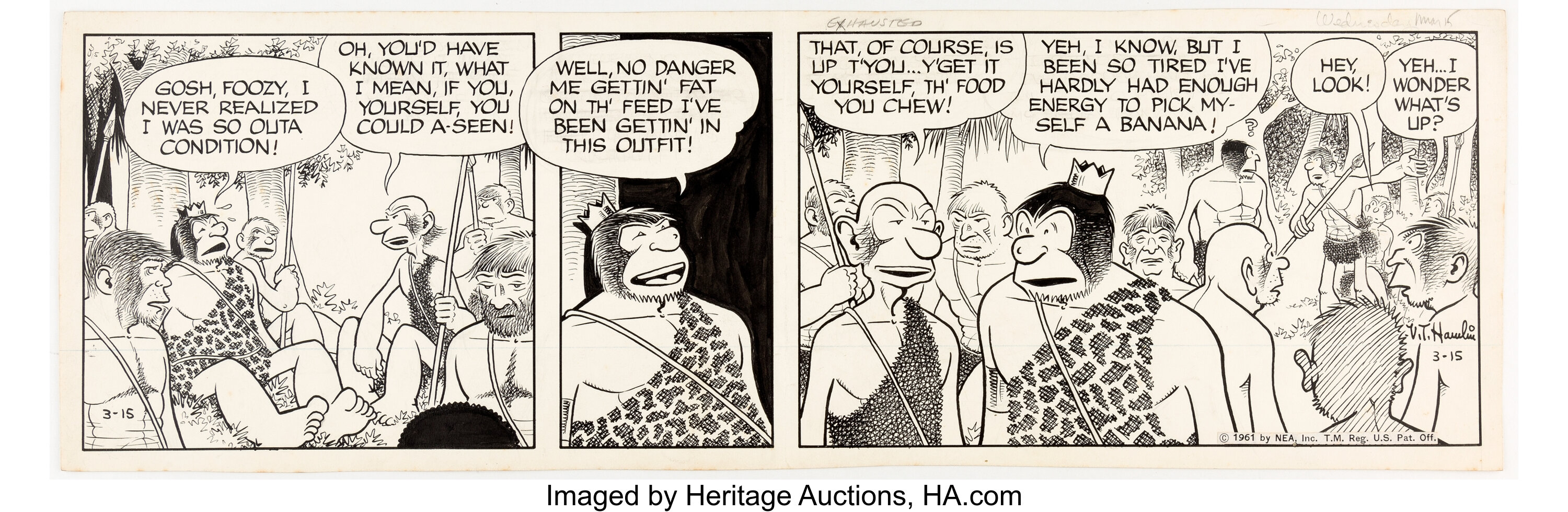 V. T. Hamlin Alley Oop Daily Comic Strip Original Art dated 3-15-61 ...