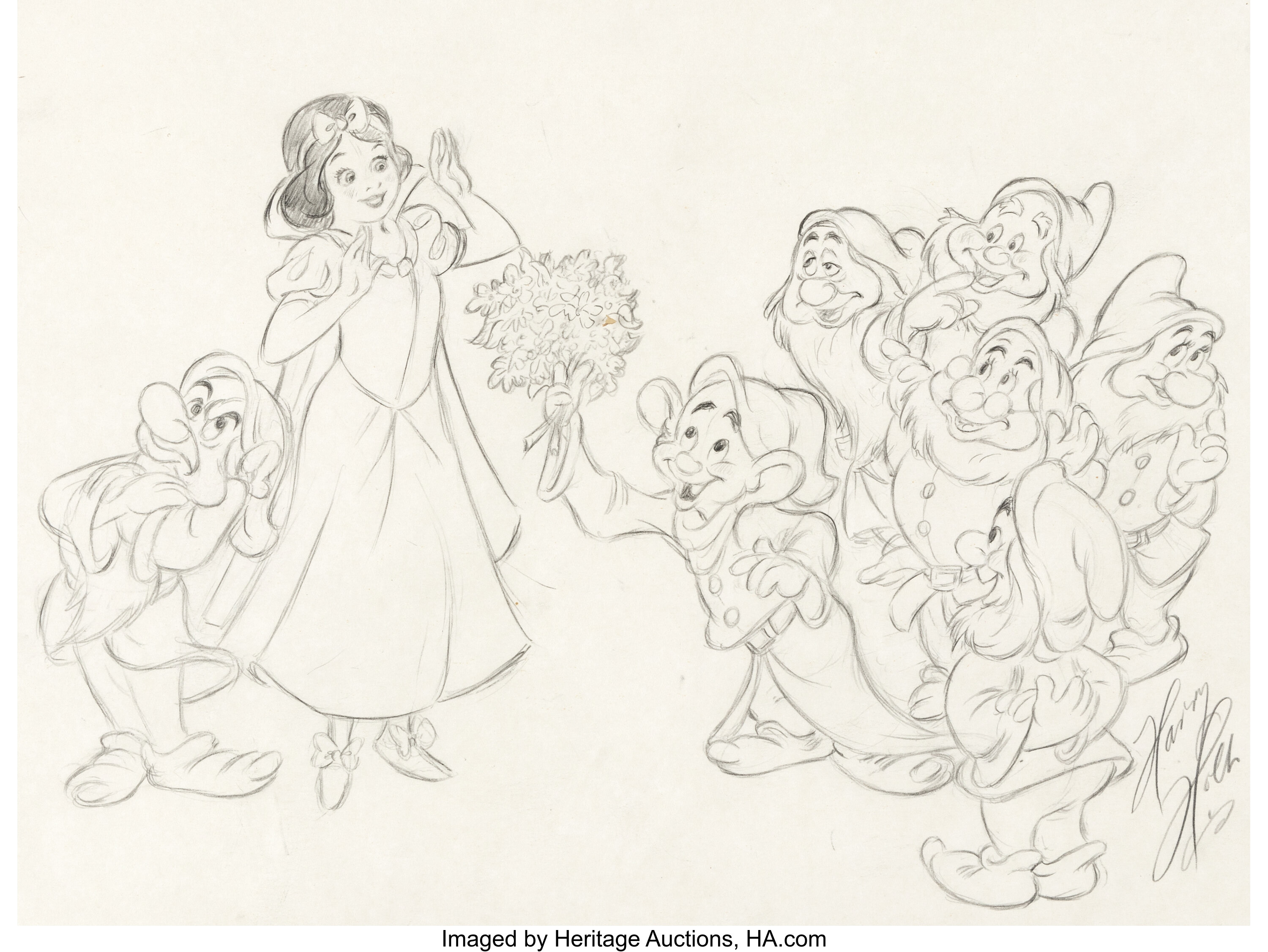 Snow White and the Seven Dwarfs Illustration by Harry Holt | Lot #13237 ...