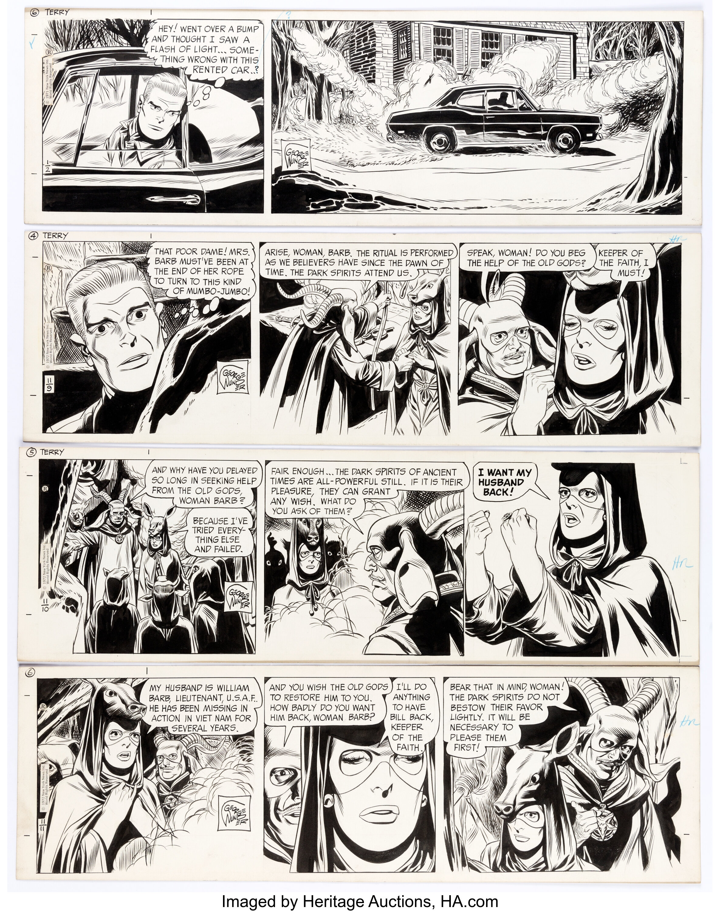 George Wunder Terry and the Pirates Daily Comic Strip Original Art ...