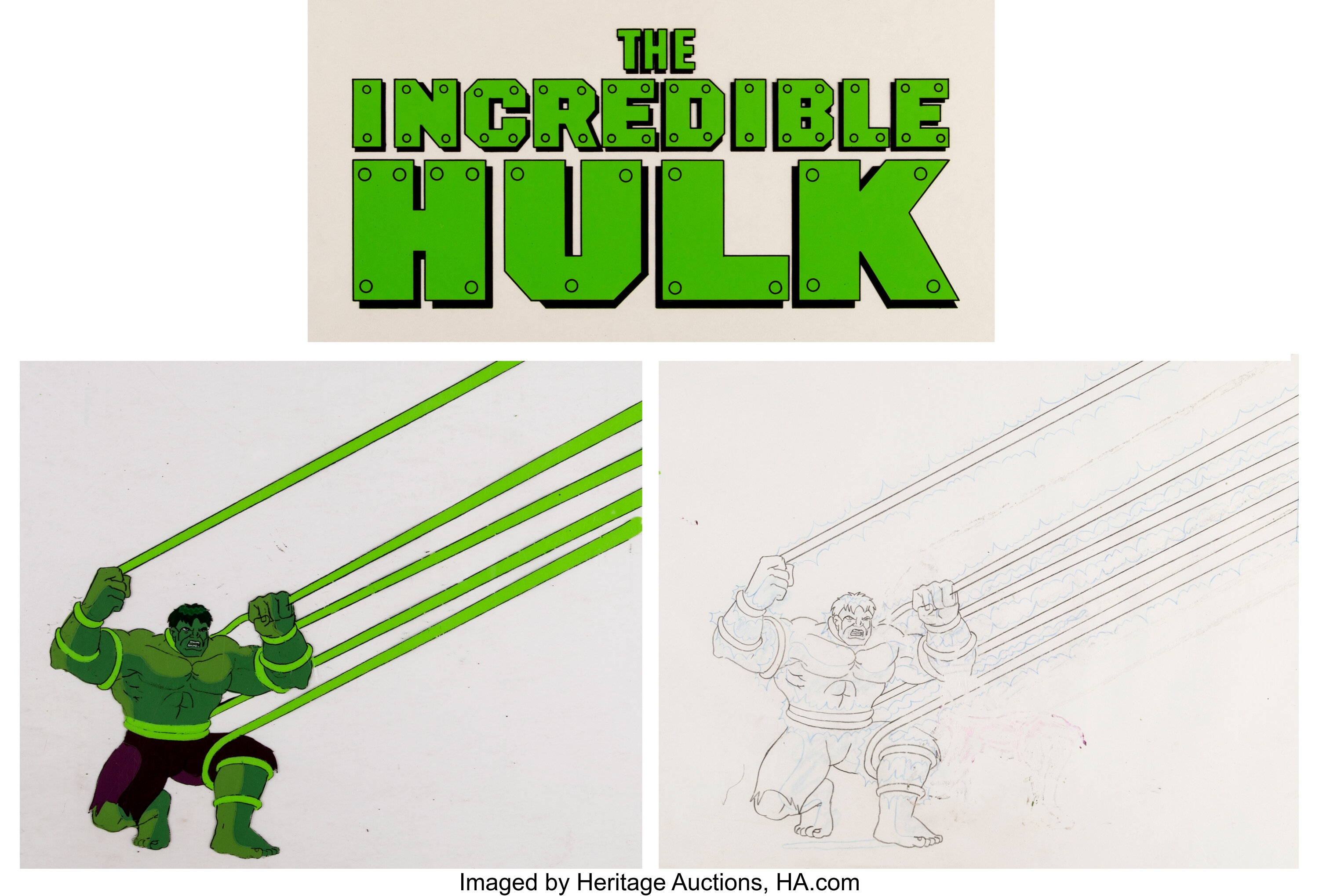 The Incredible Hulk Title Logo Test Cel and Production Cel with | Lot ...