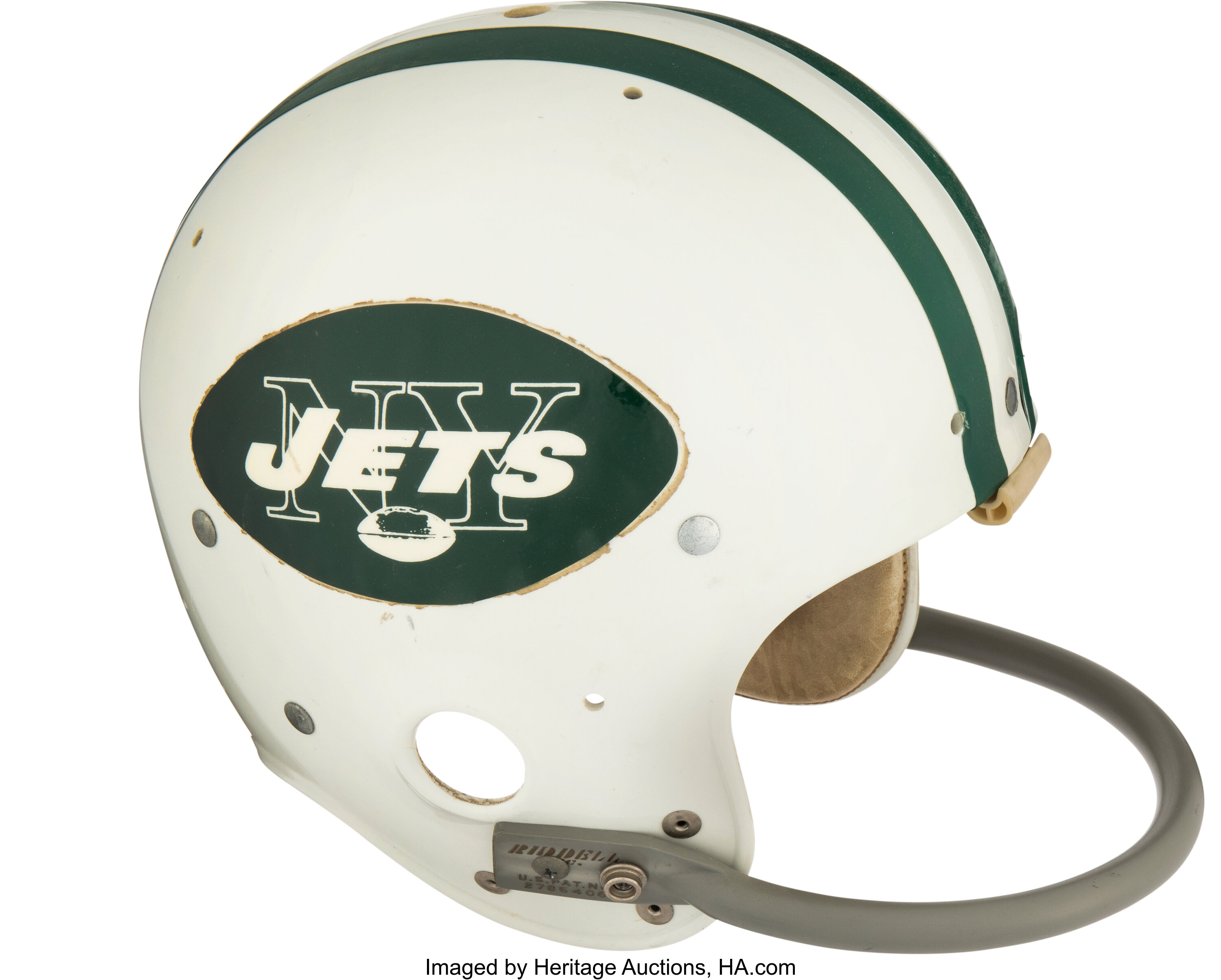 1972-74 Eddie Bell Game Worn New York Jets Helmet.... Football | Lot #53113 | Heritage Auctions