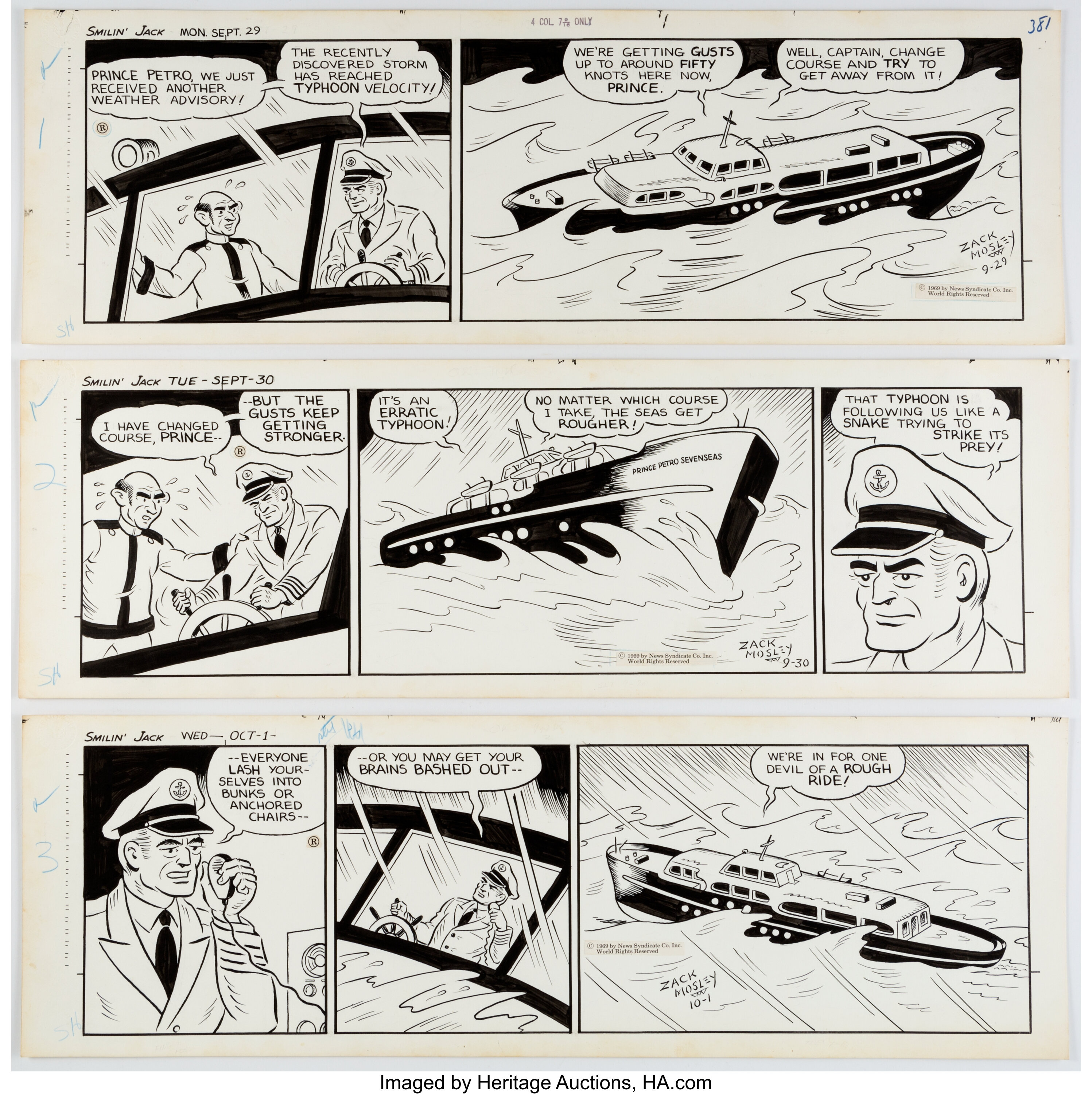 Zack Mosley Smilin' Jack Daily Comic Strip Original Art Consecutive ...
