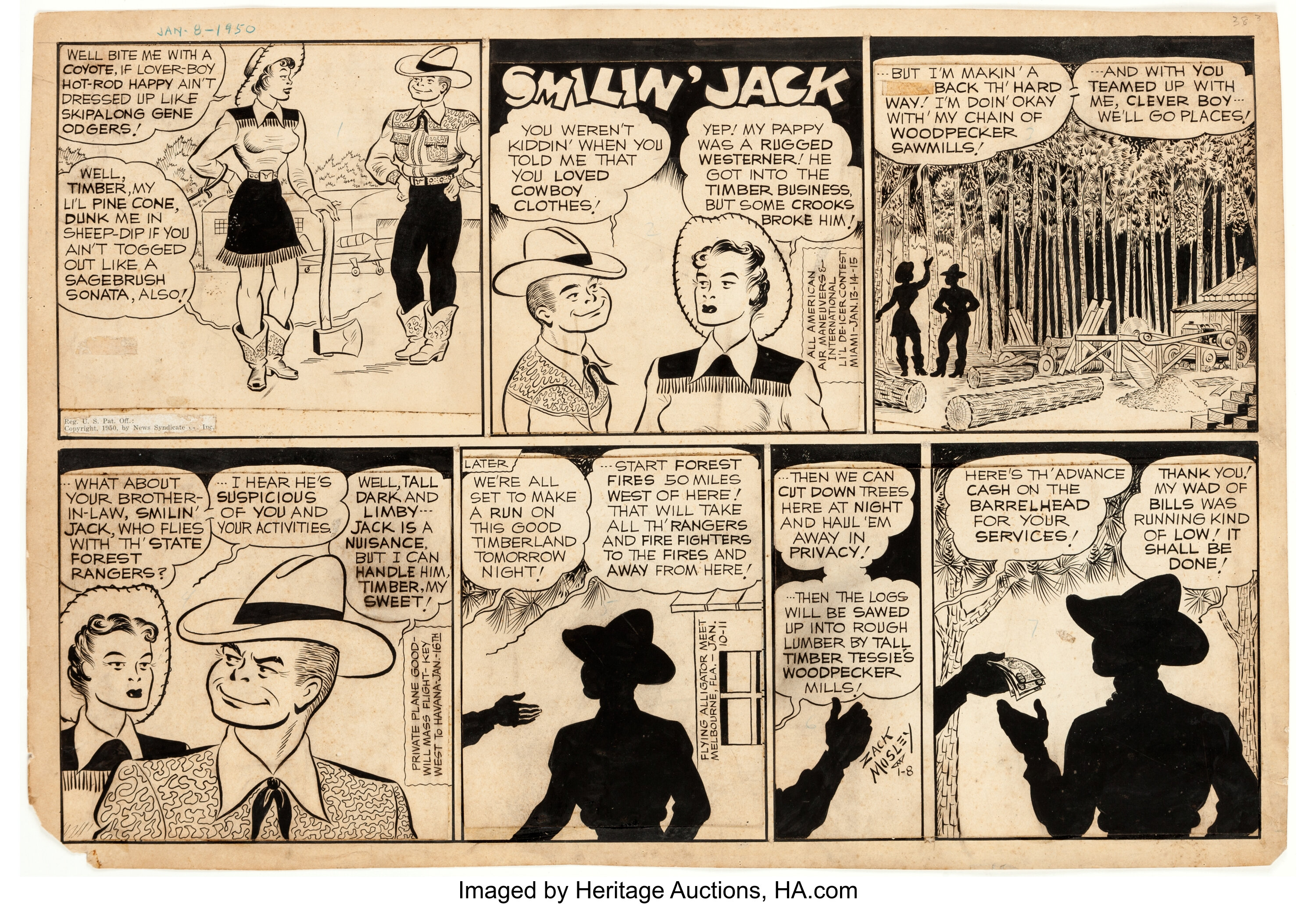 Zack Mosley Smilin' Jack Sunday Comic Strip Original Art dated | Lot ...
