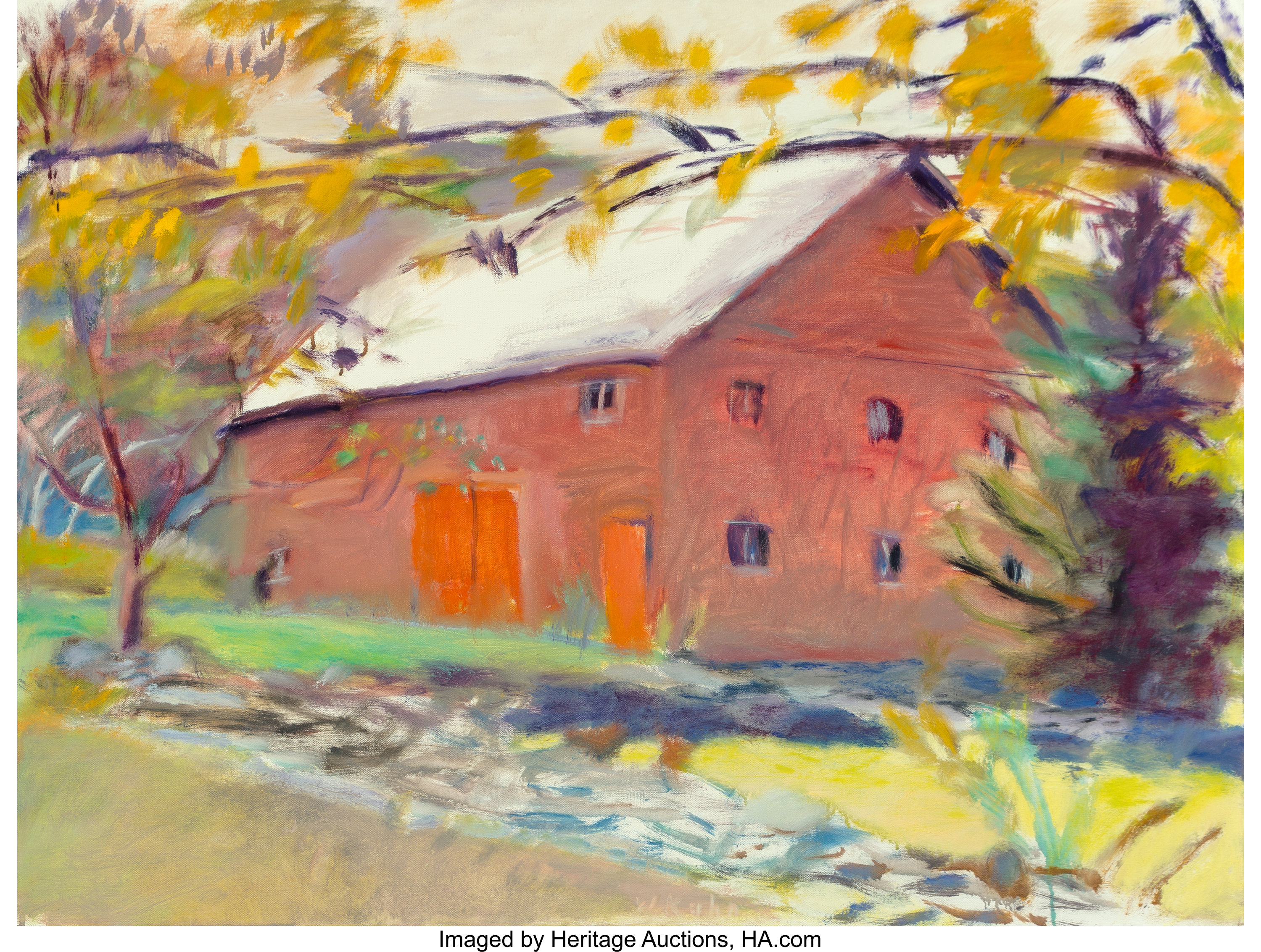 Wolf Kahn (American, b. 1927). Barn, Stark Road. Oil on canvas. 30 ...