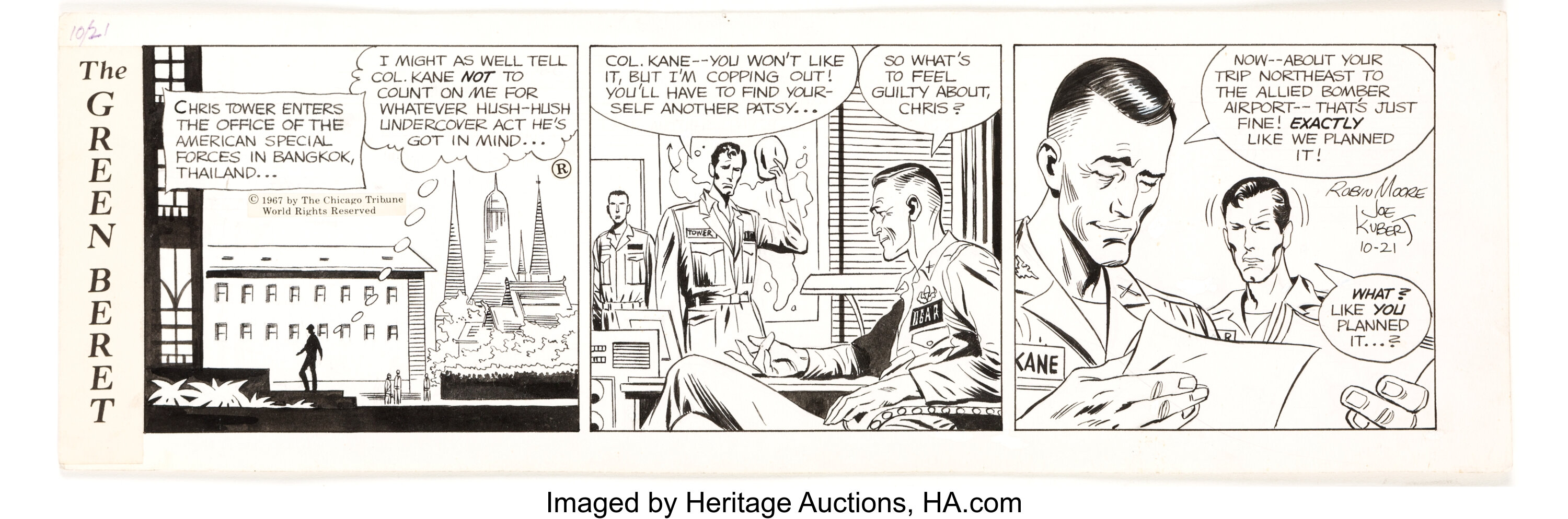 Joe Kubert Tales of the Green Beret Daily Comic Strip Original Art ...