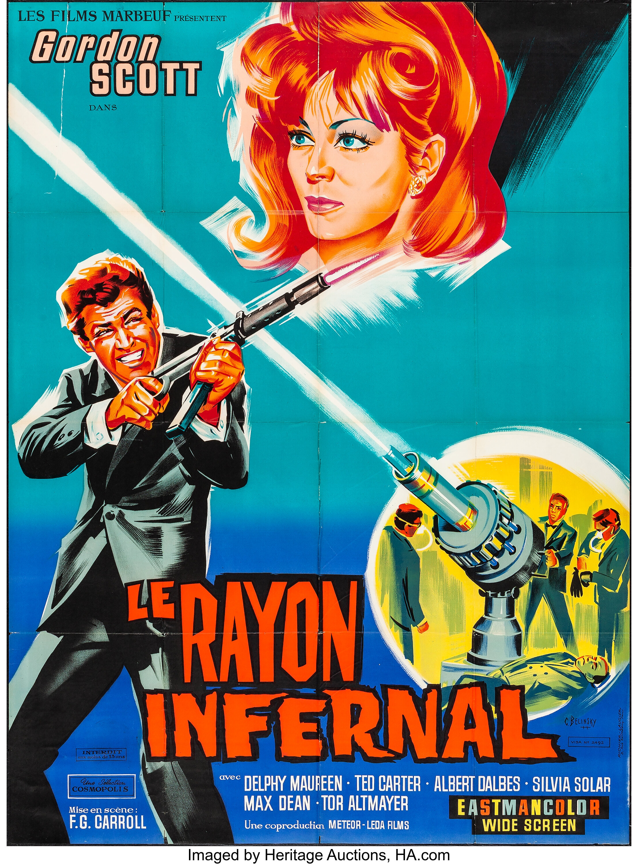 Danger!! Death Ray (Meteor Film, 1967). Folded, Fine. French Grande ...