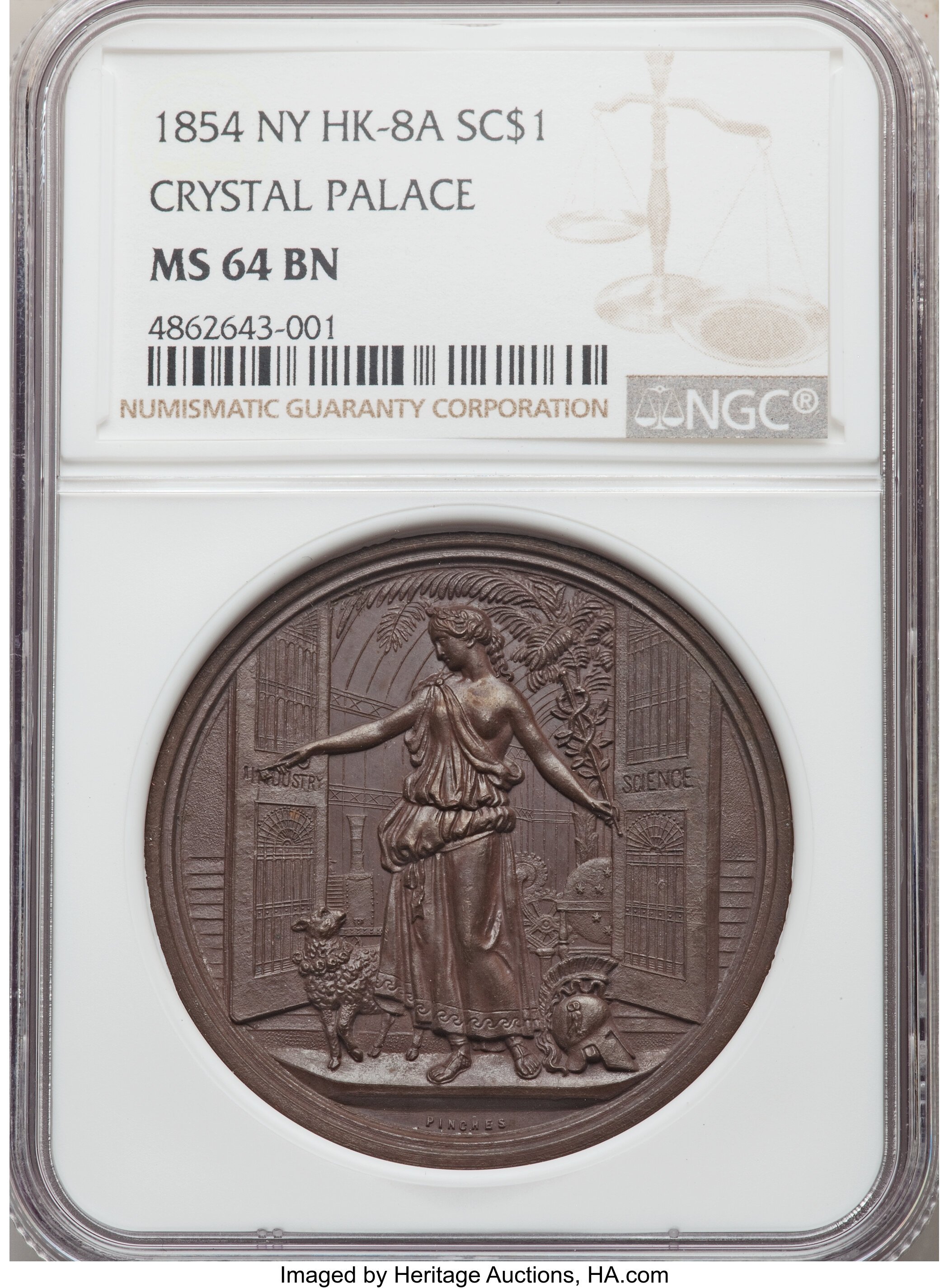 1854 (London) Crystal Palace Medal, Type 3A, MS64 Brown NGC. HK-8A ...
