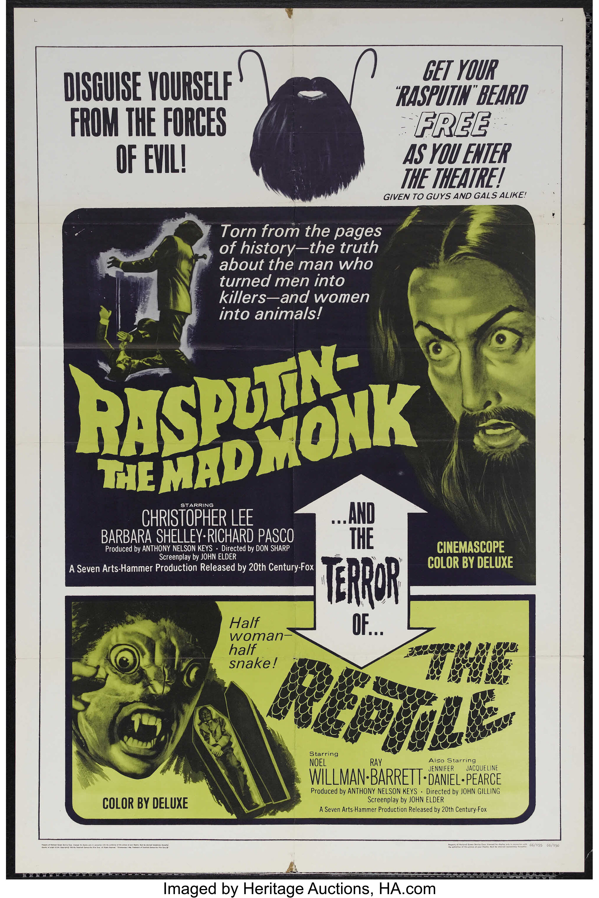 Rasputin: The Mad Monk/The Reptile Combo (20th Century Fox, 1966 ...