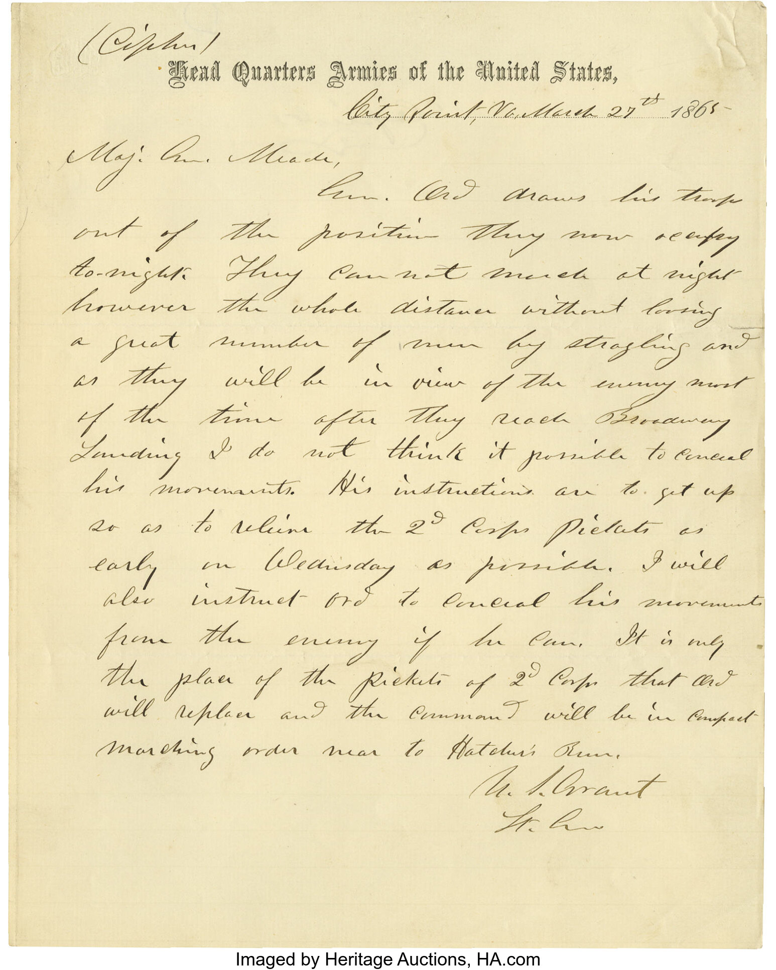 Ulysses S. Grant Historically Important Military Autograph Letter | Lot ...