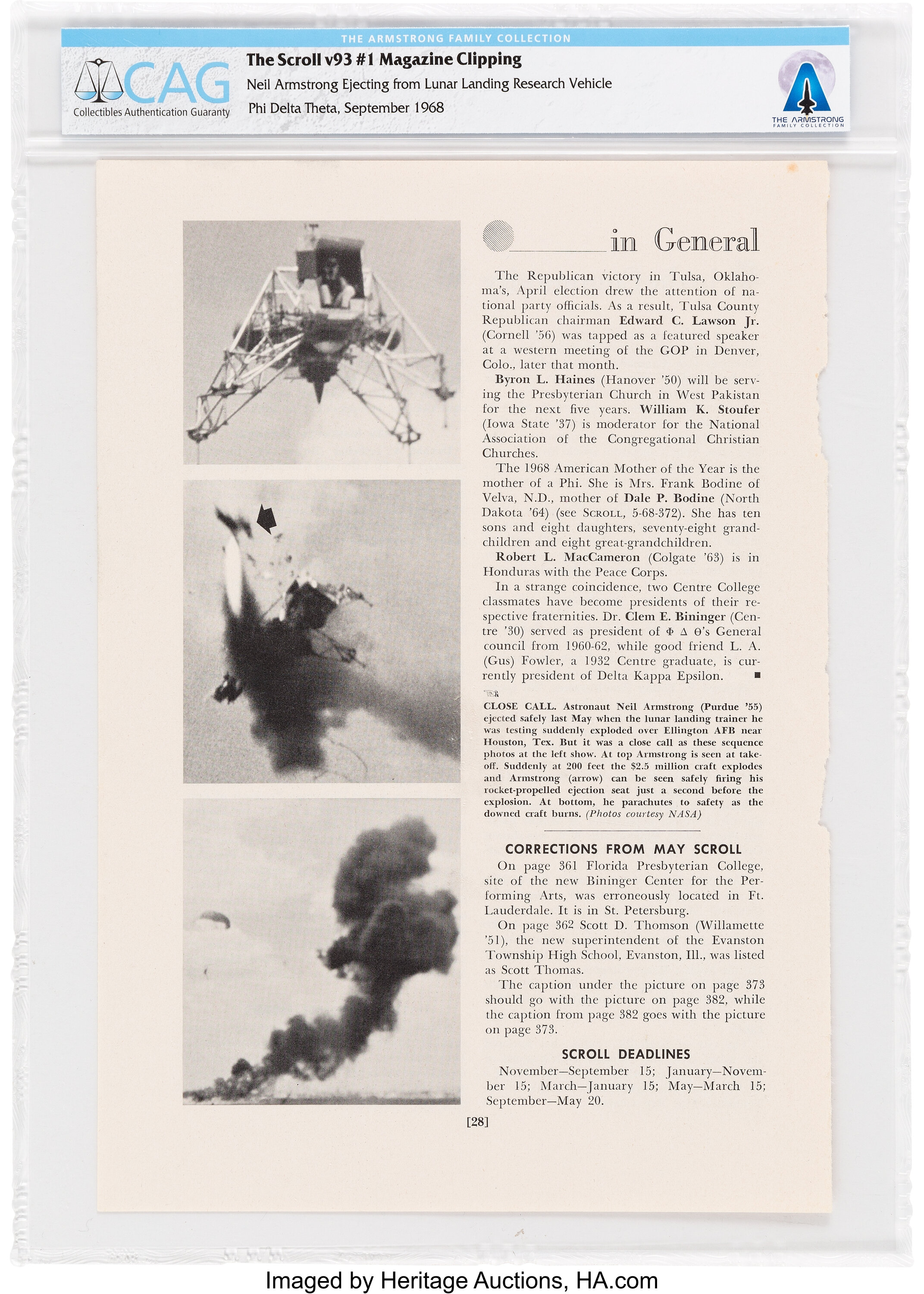 "Neil Armstrong Ejecting from Lunar Landing Research Vehicle" The | Lot ...