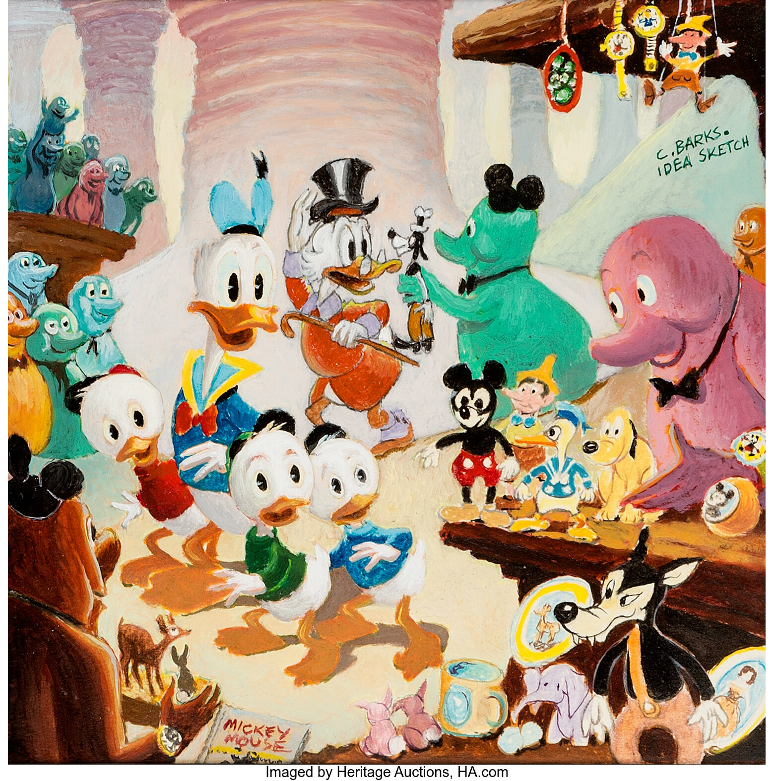 Carl Barks "Which Disney Themepark Is This?" Preliminary Painting | Lot ...