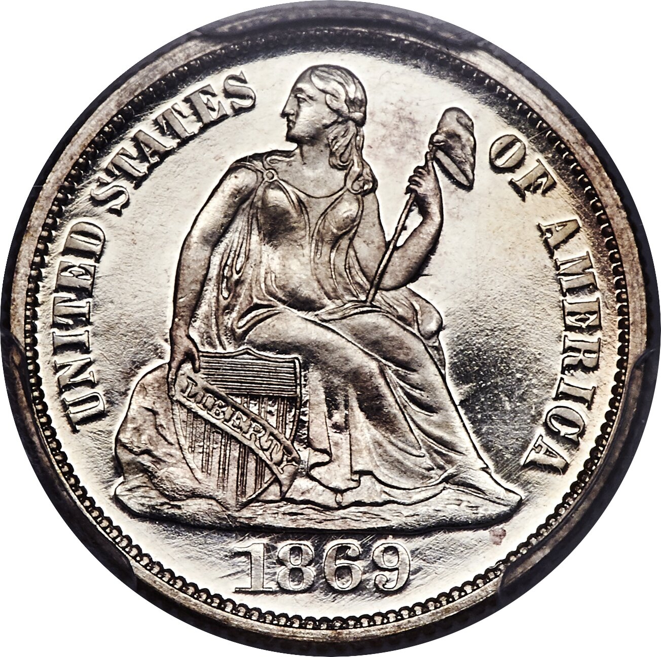 1869 10C F-105, R.3, PR66+ Cameo PCGS. CAC.... Proof Seated Dimes | Lot ...